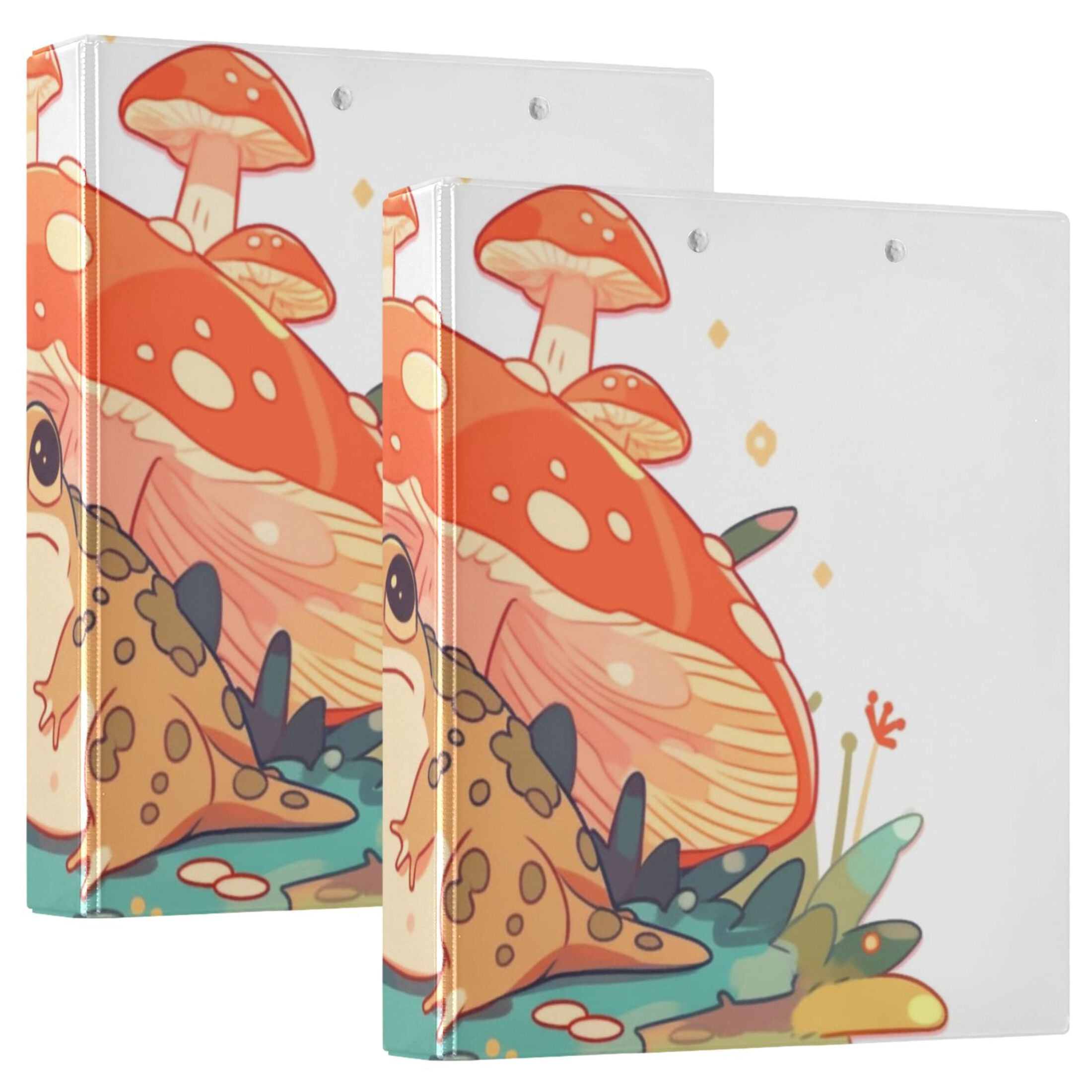 Mushrooms Frog Lotus Leaves 3 Ring Binders 1.5 inch Hardcover File ...