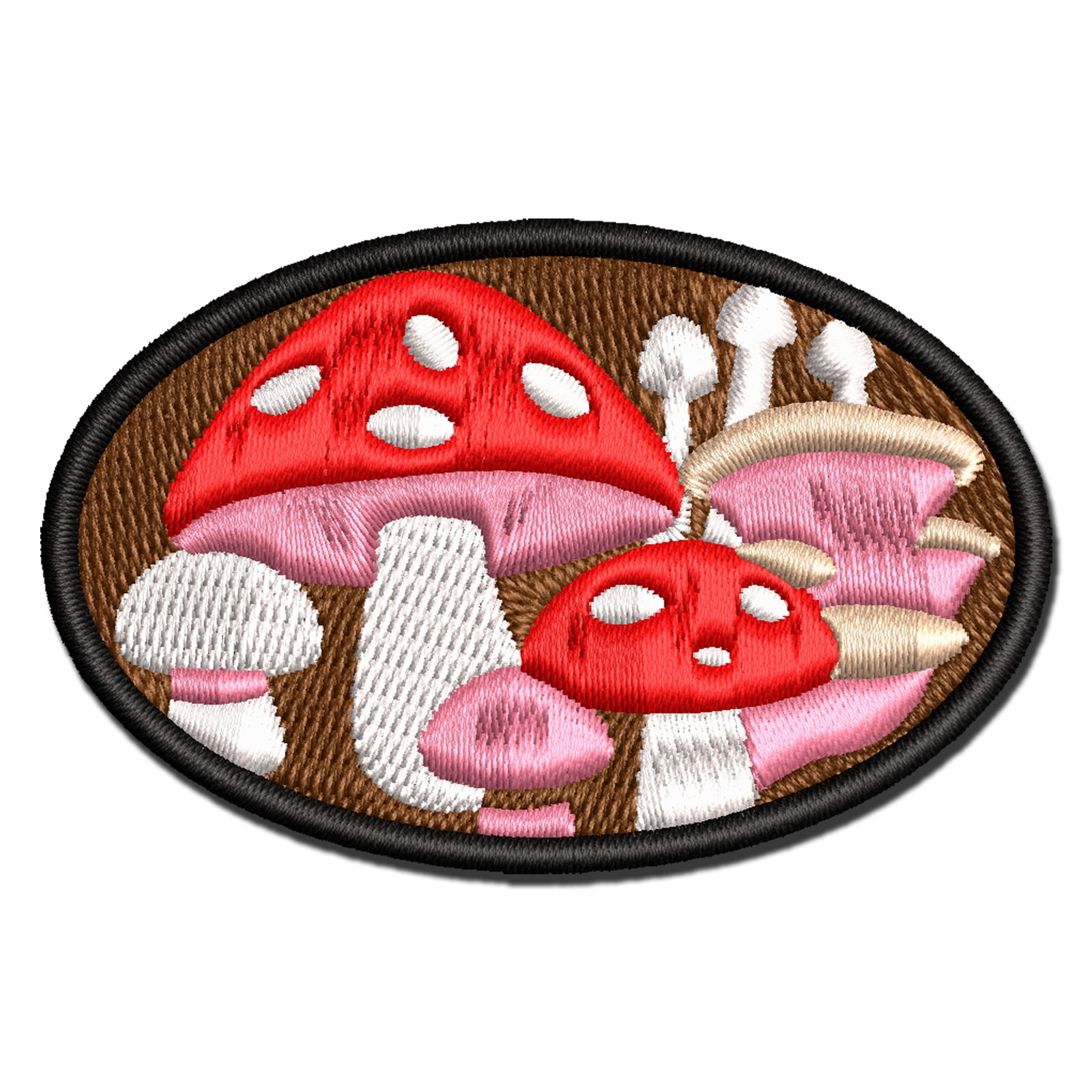 Mushrooms Fungus Fungi Toadstool Applique Multi-Color Embroidered Hook & Loop Patch - 3.5 Inch ...