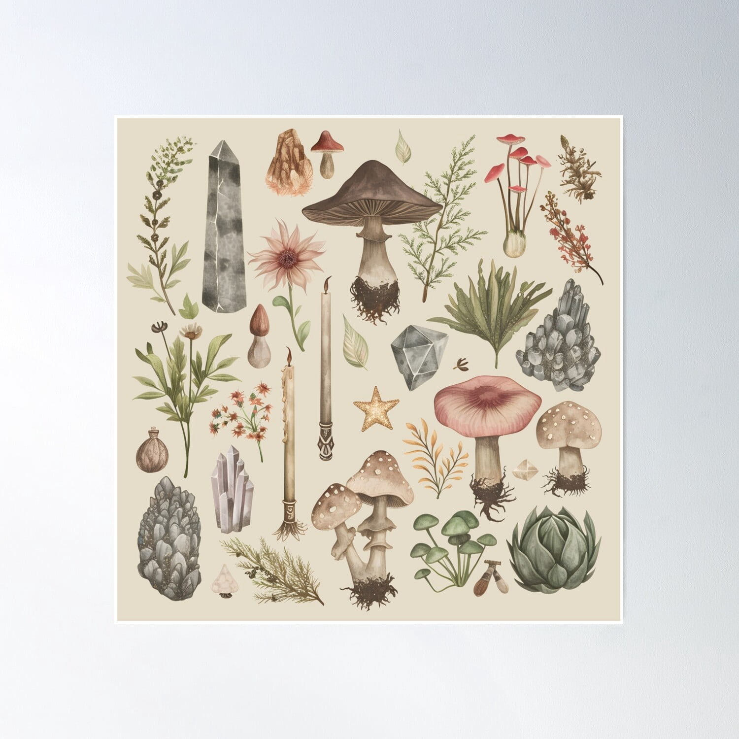 Mushrooms And Gemstone - Botanical Book - Goblincore Aesthetic - Wild ...