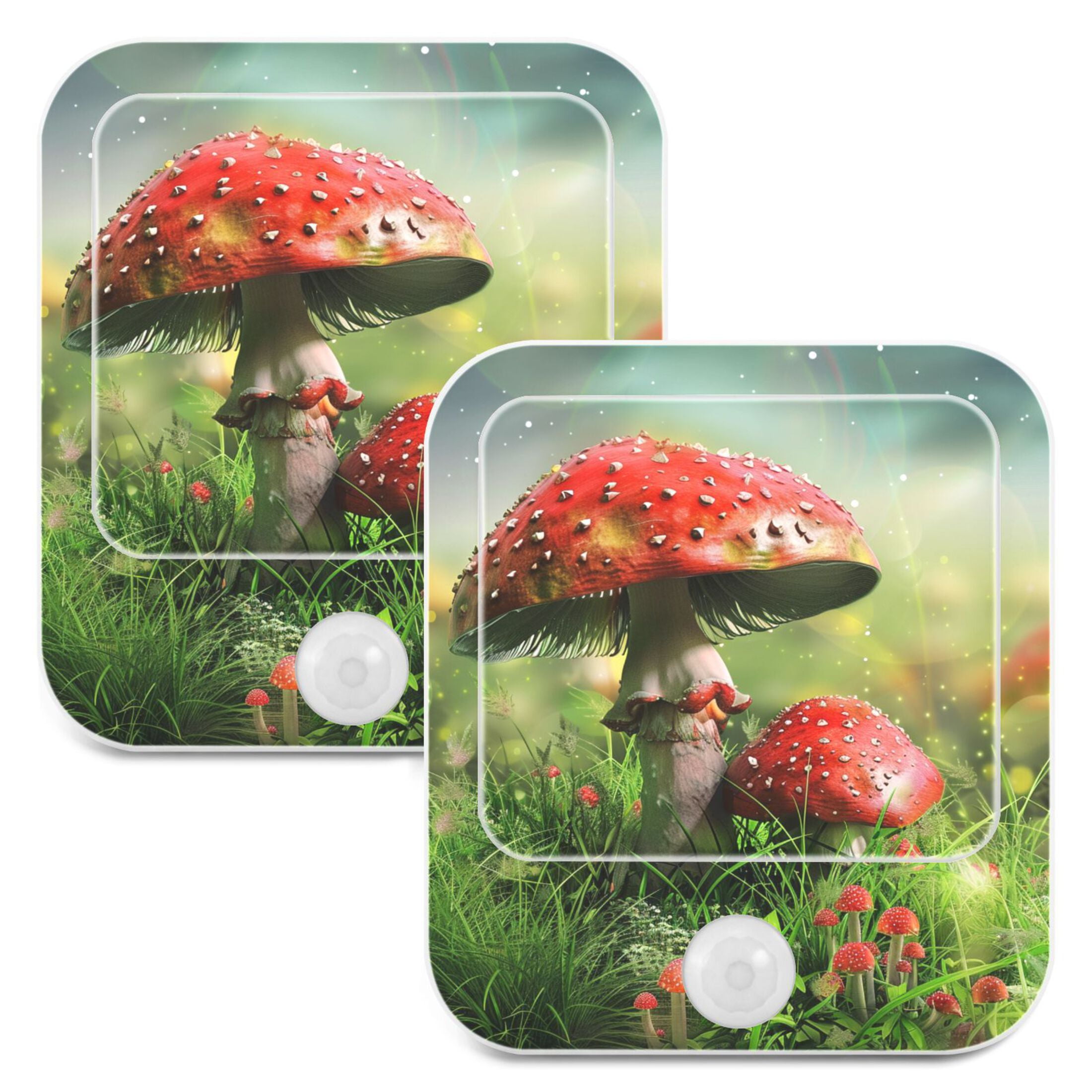 Mushrooms on Grasses Landscape 2 Pack LED Motion Sensor Night Light ...