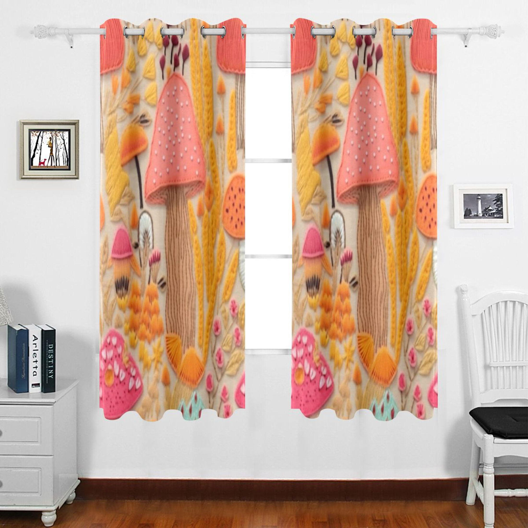 Mushrooms Grommet Blackout Curtains Thermal Insulated Window Curtain ...