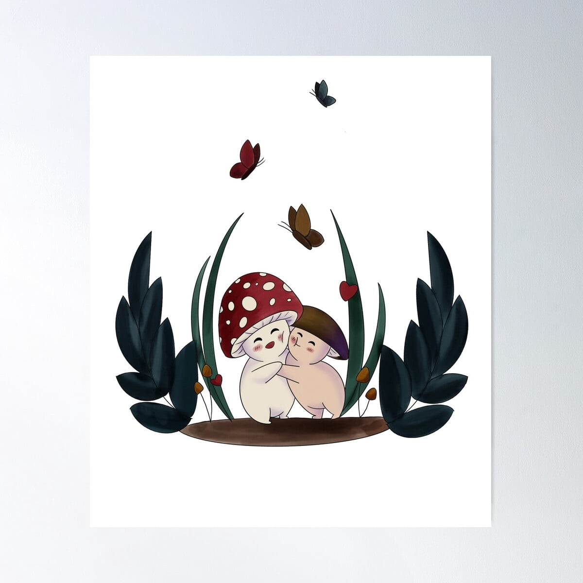 Mushrooms In Love Poster Wall Art, Modern Wall Decor For Living Room ...