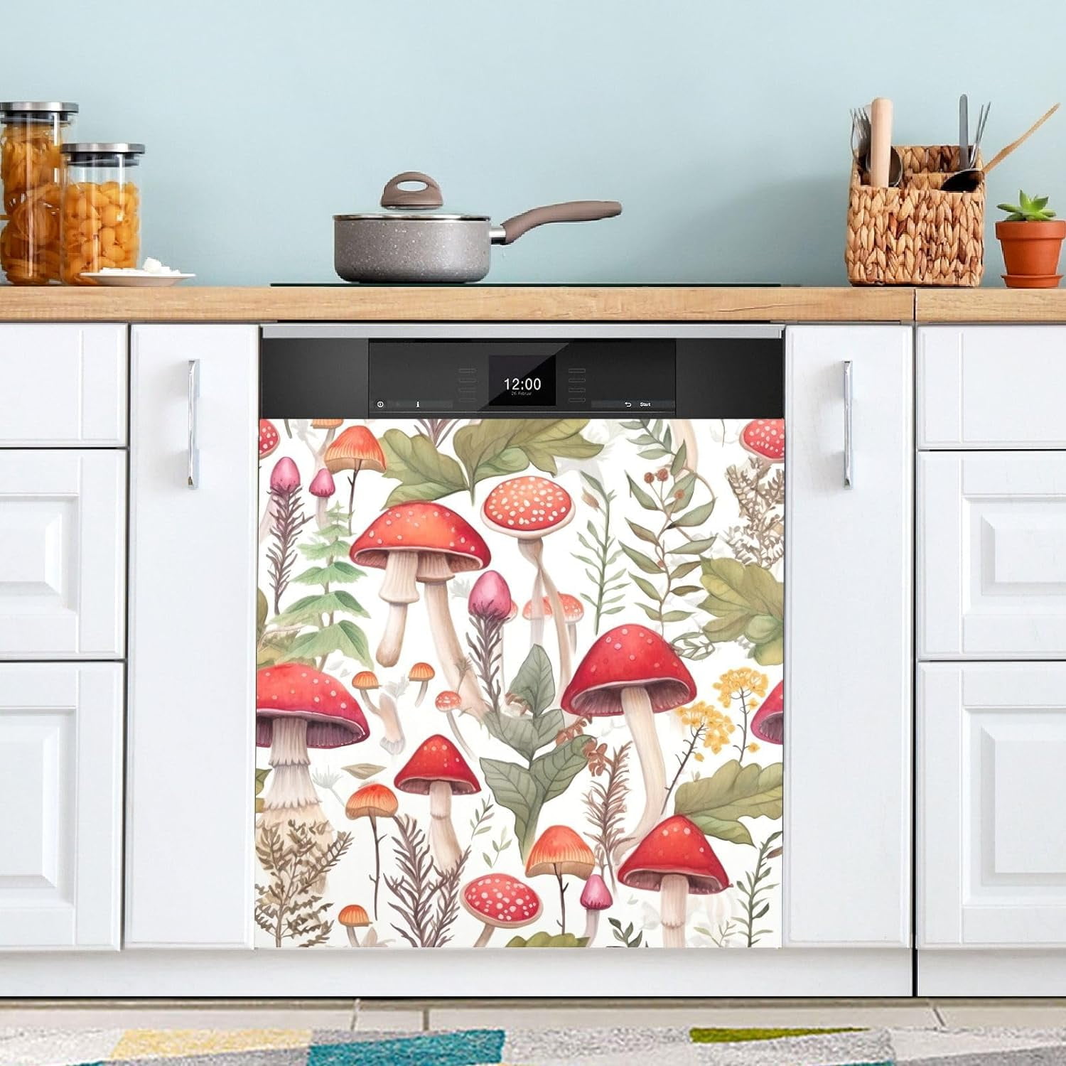 Mushrooms Leaves Dishwasher Magnet Cover, Kitchen Dish Washer Door ...