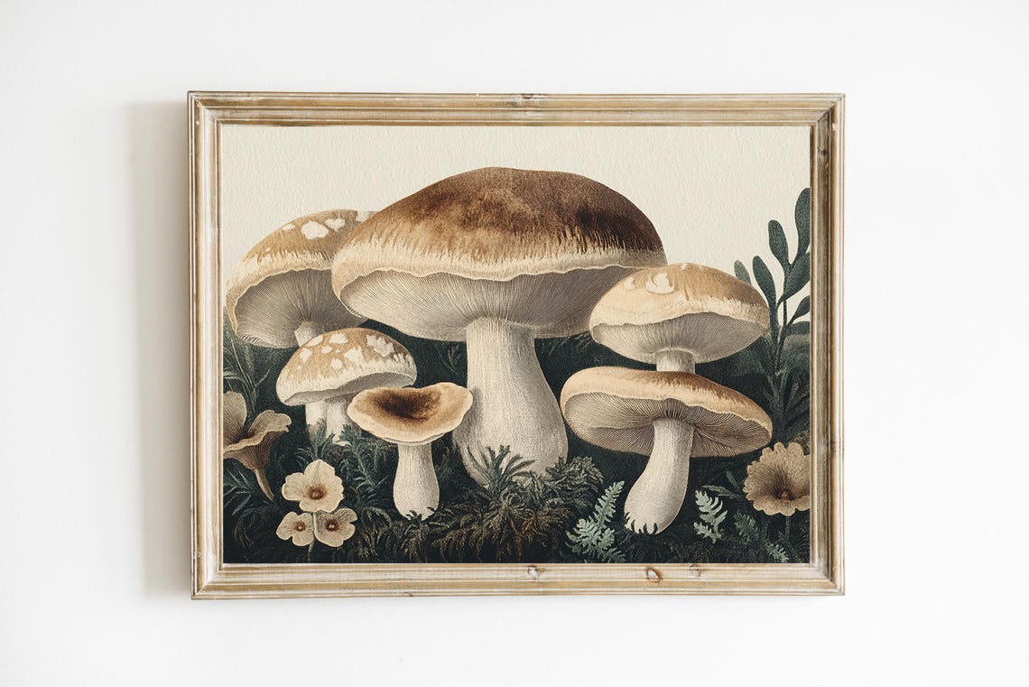 Mushrooms Modern Wall Decor Poster Autumn Farmhouse Wall Art Poster ...