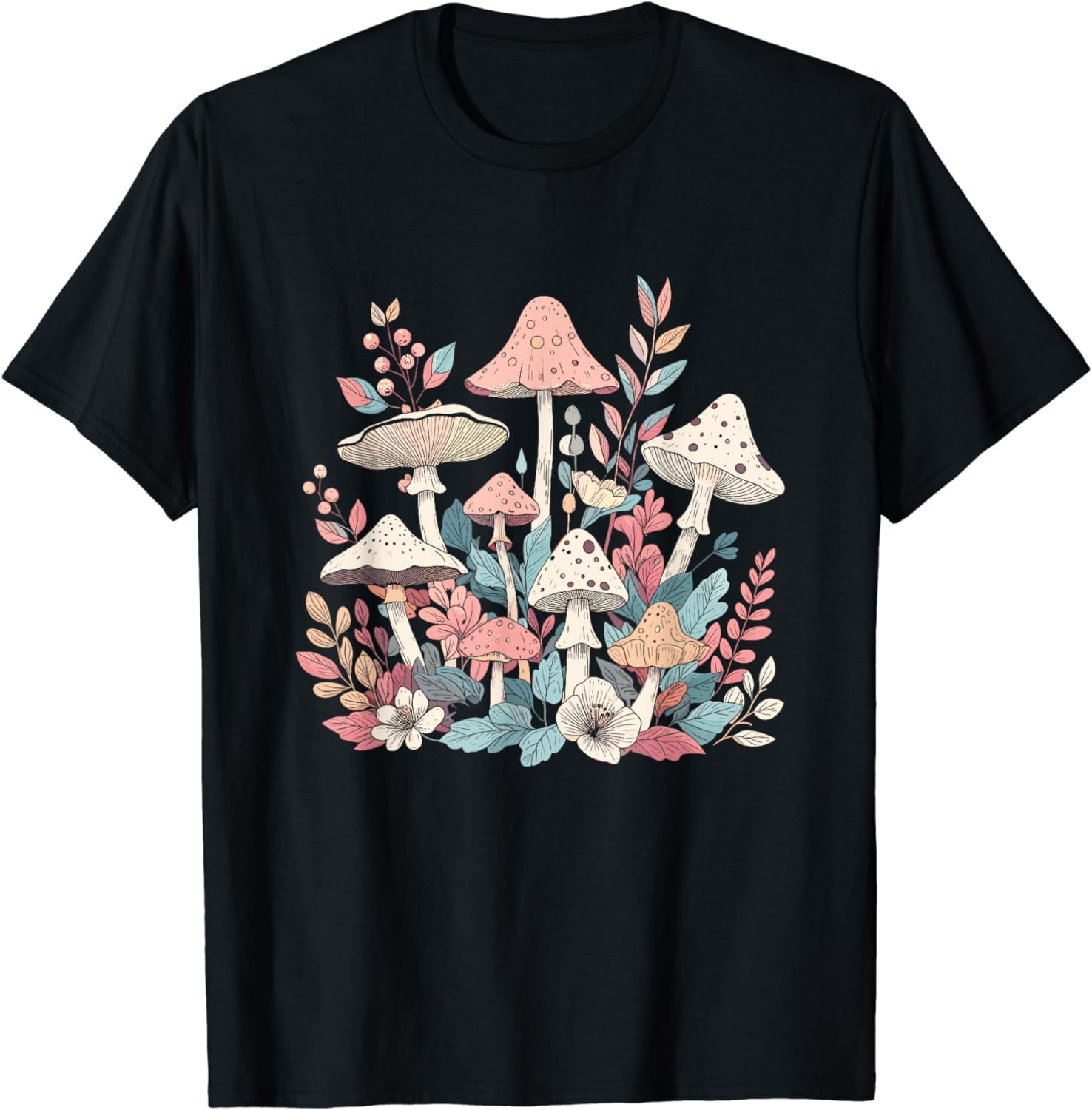 Mushrooms Mycology Fungi Foraging Goblincore Cottagecore T-Shirt ...