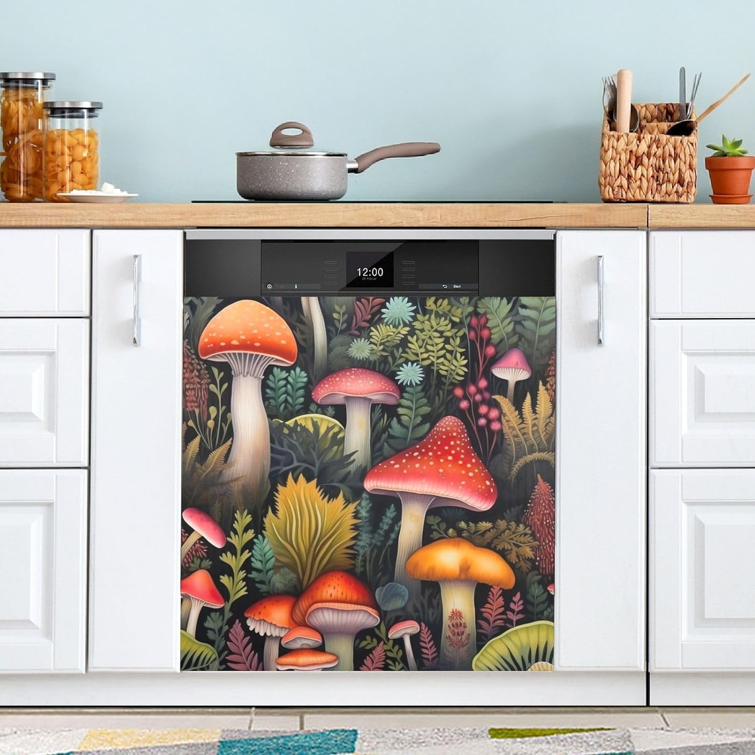 Mushrooms Pattern Dishwasher Magnet Cover, Kitchen Dish Washer Door ...