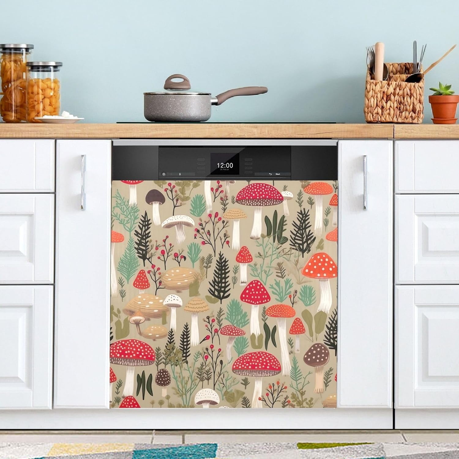 Mushrooms Pattern Dishwasher Magnet Cover, Kitchen Dish Washer Door ...