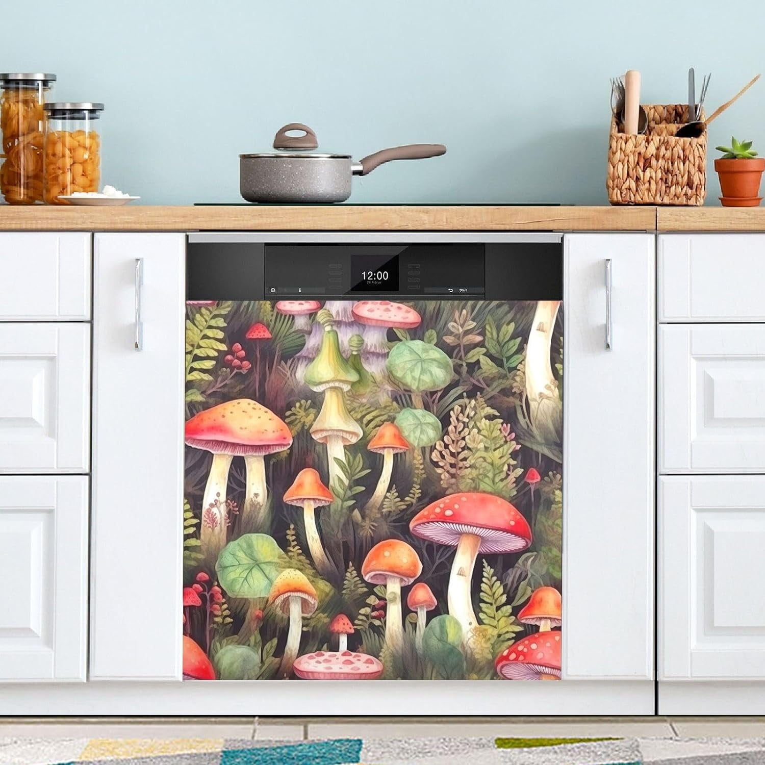 Mushrooms Pattern Dishwasher Magnet Cover, Kitchen Dish Washer Door ...