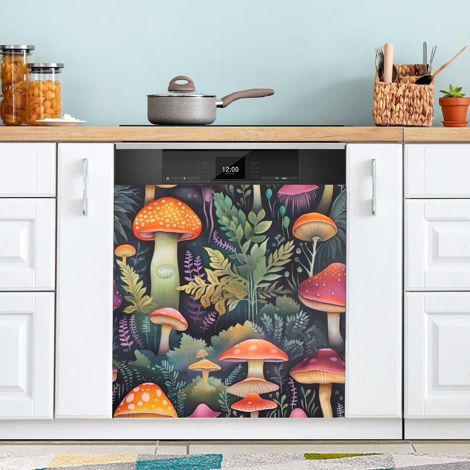 Mushrooms Pattern Dishwasher Magnet Cover, Kitchen Dish Washer Door ...