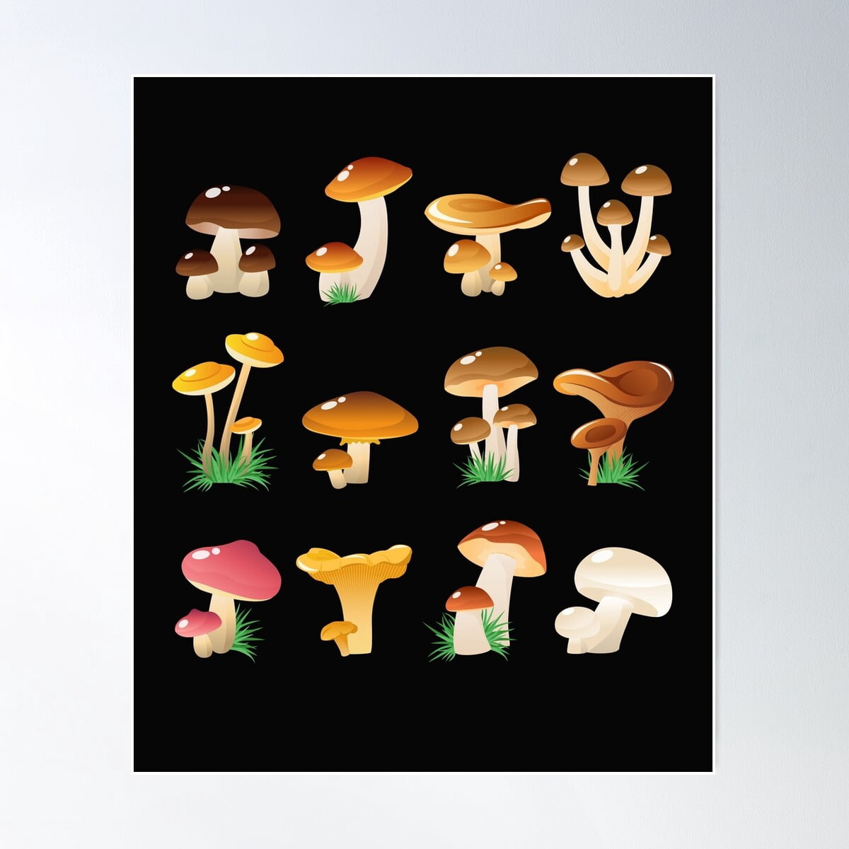 Mushrooms Shrooms Fungi Mycology Cottagecore Aesthetic Poster Wall Art ...