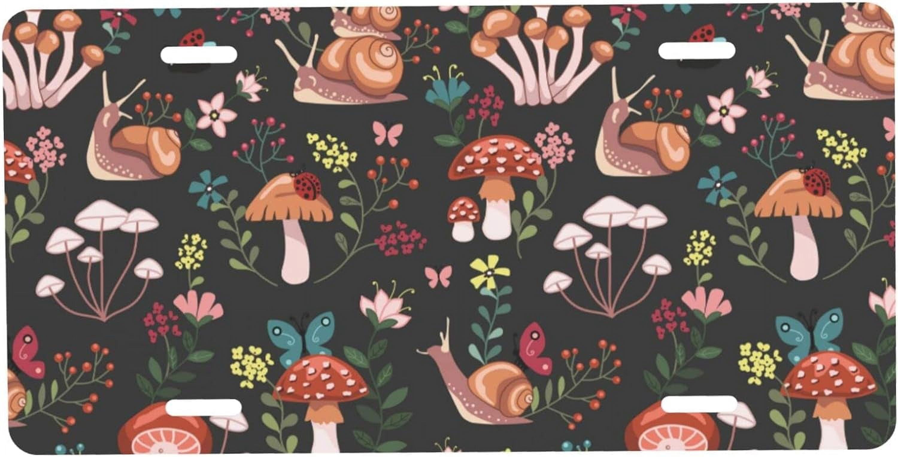 Mushrooms Snails Butterflies Decorative Car Front License Plate,Vanity ...
