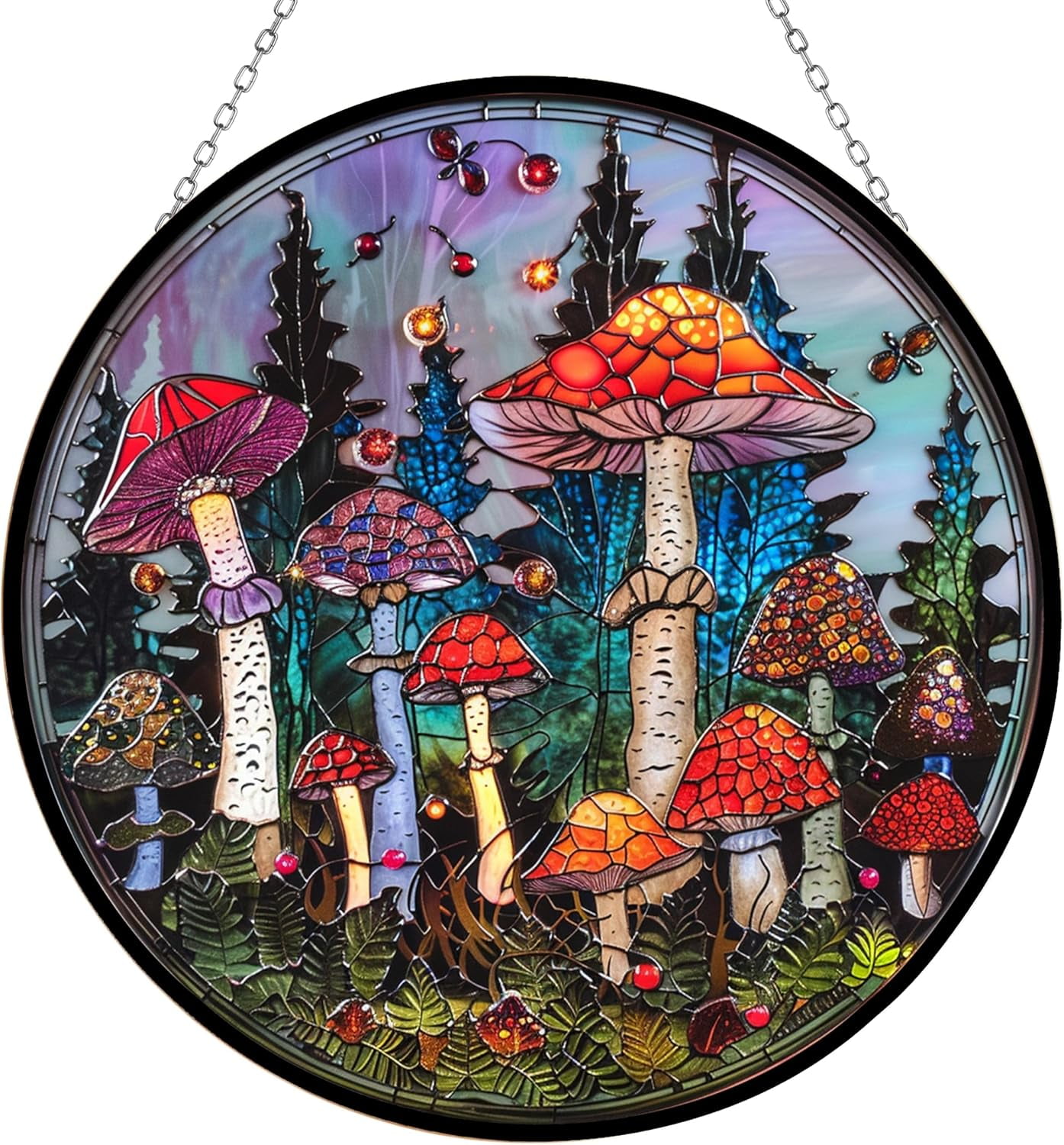 Mushrooms Stained Glass Window Hangings, Handcrafted Stained Glass ...