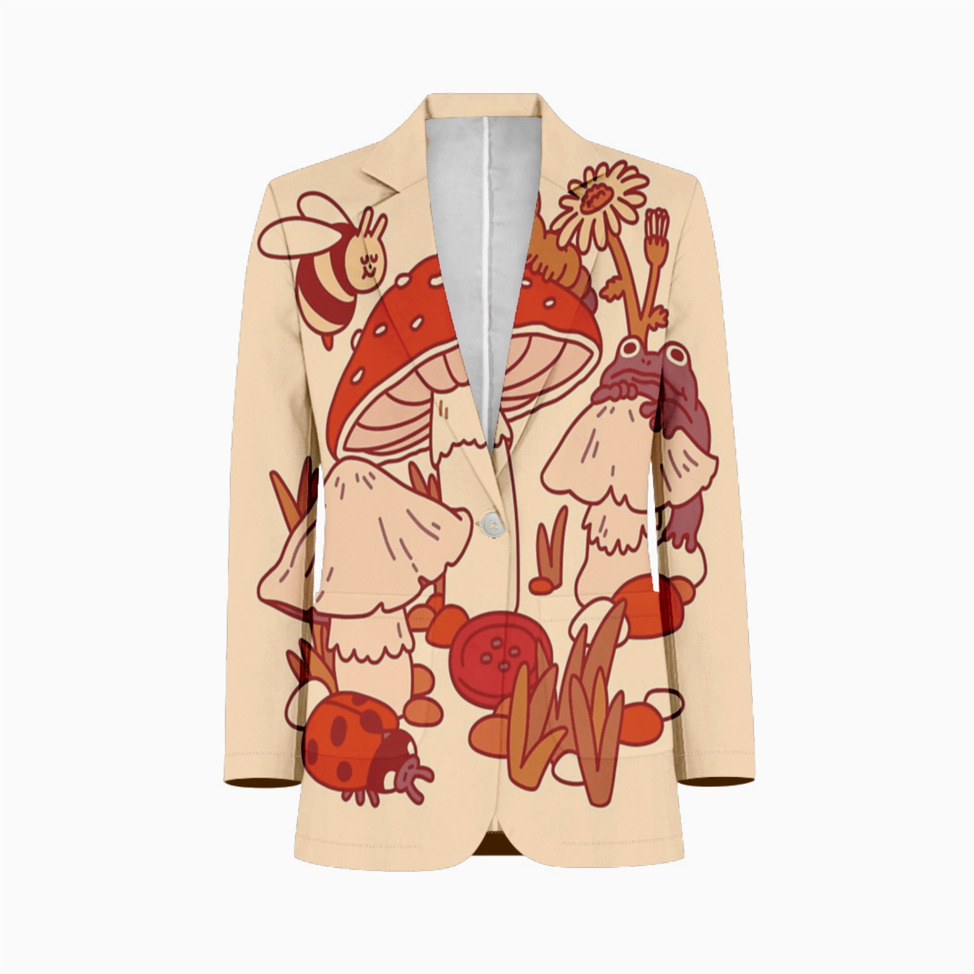 Mushrooms & Tiny Friends Mens Suits Shawl Collar Slim Fit Suit Mens ...