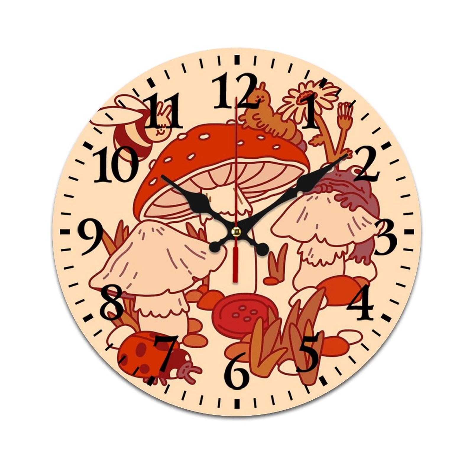 Mushrooms & Tiny Friends Wall Clock Modern Design Clocks Wall Hanging ...