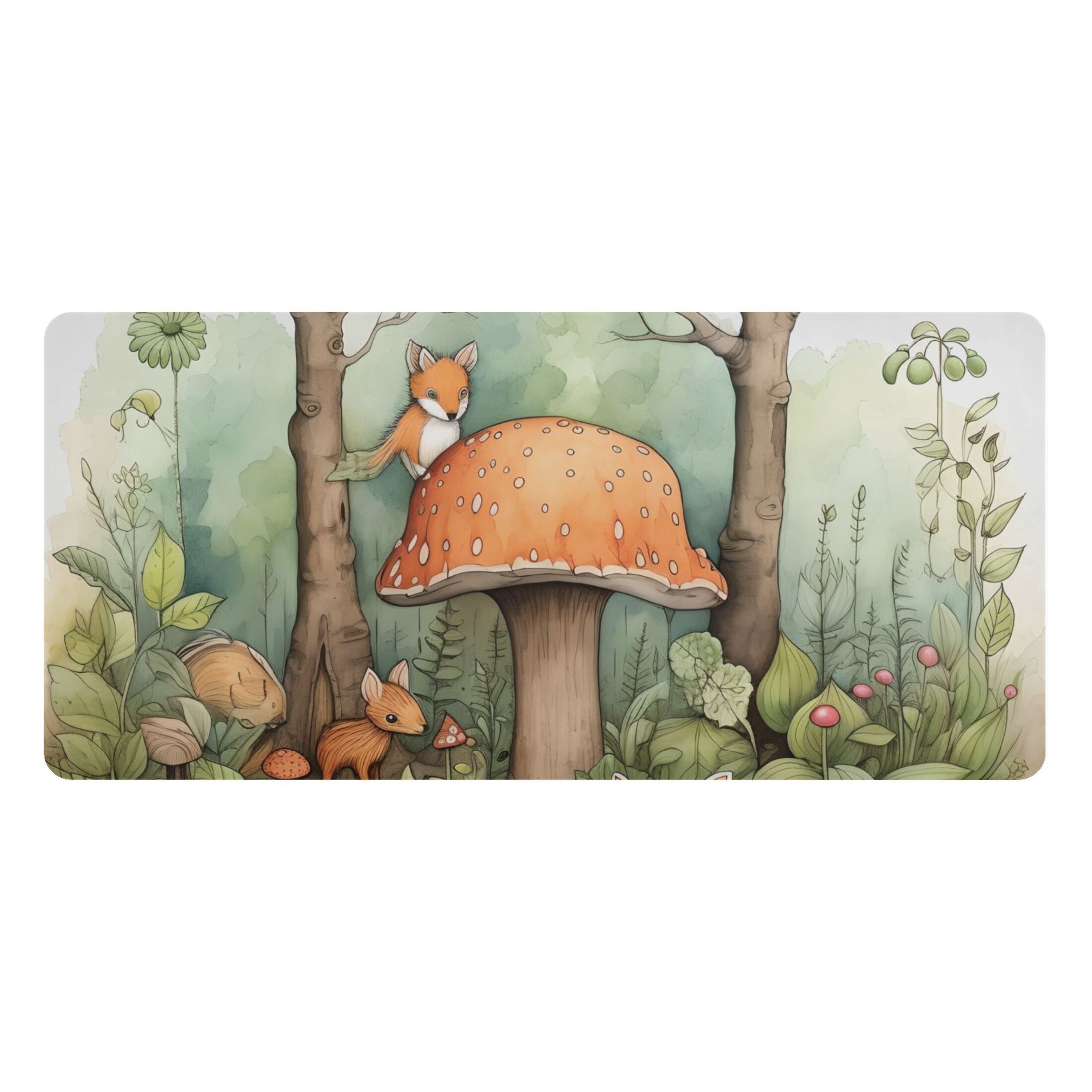 Mushrooms and Foxes Desk Mats Large Mouse Pad Long Keyboard Computer ...