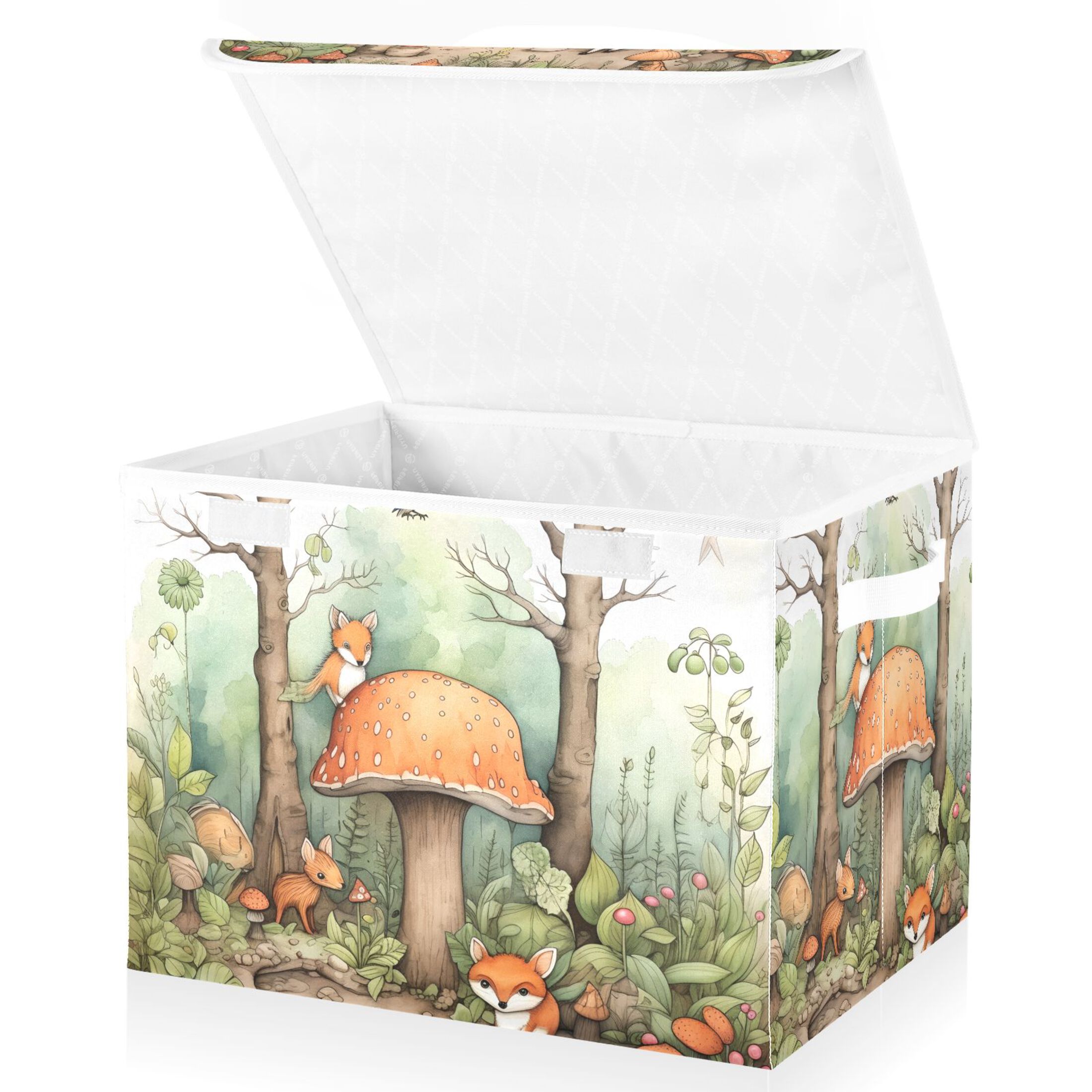Mushrooms and Foxes Large Lidded Bin Foldable Storage Baskets Boxes ...