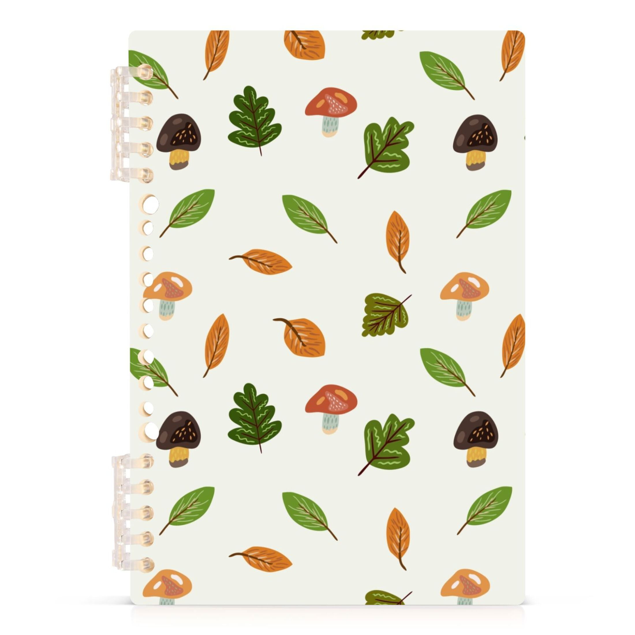 Mushrooms and Leaves Spiral Journal Notebook College Ruled Notebook 8.3 ...
