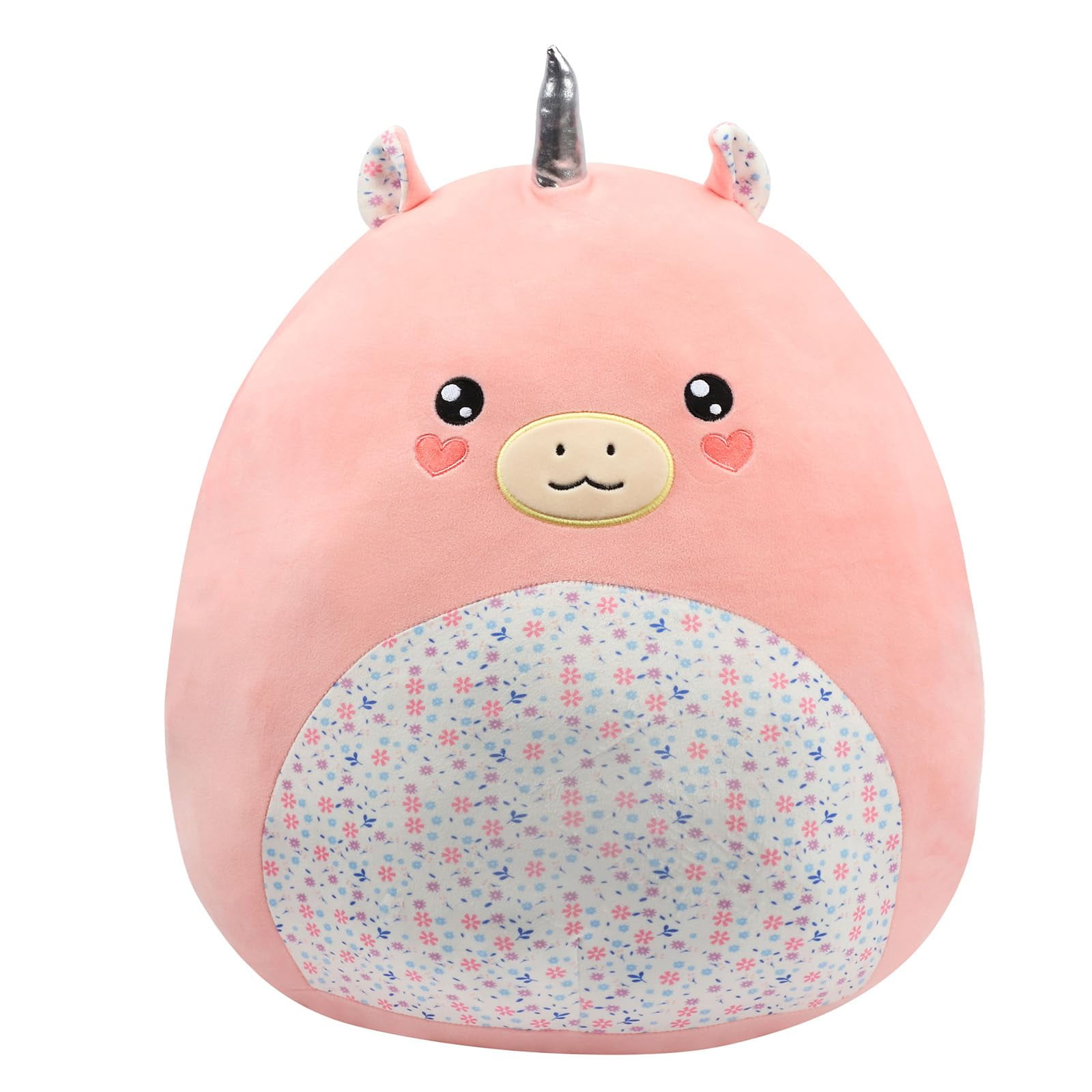 Mushymallow 20-Inch Large Unicorn Plush Pillow with Floral Belly Cute Soft Hugging Plush Toy ...