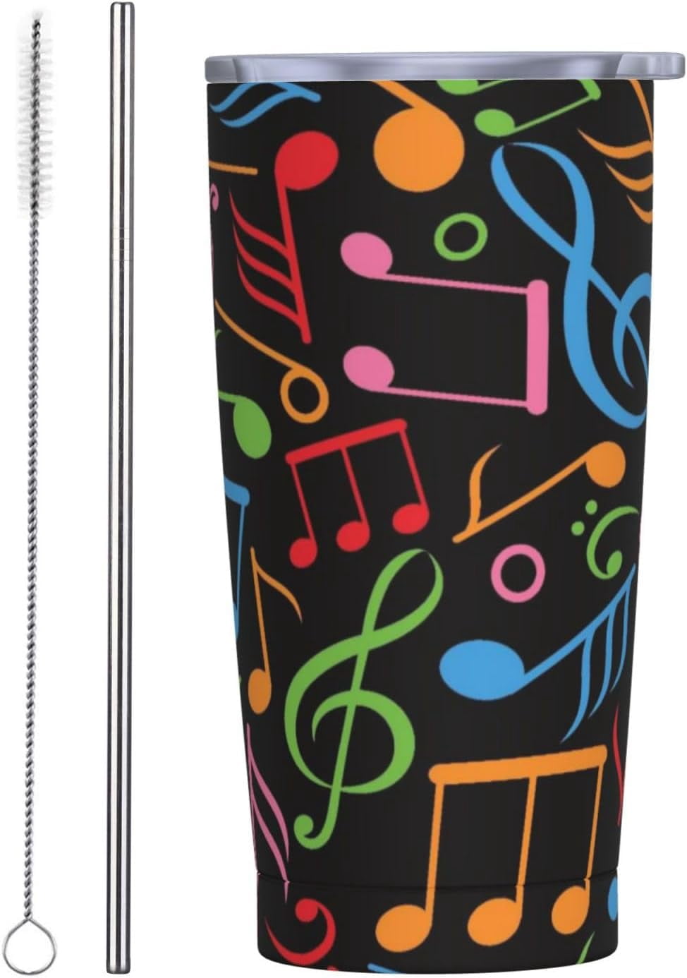 Music 20oz Tumbler, Colorful Music Note Stainless Steel Travel Coffee ...