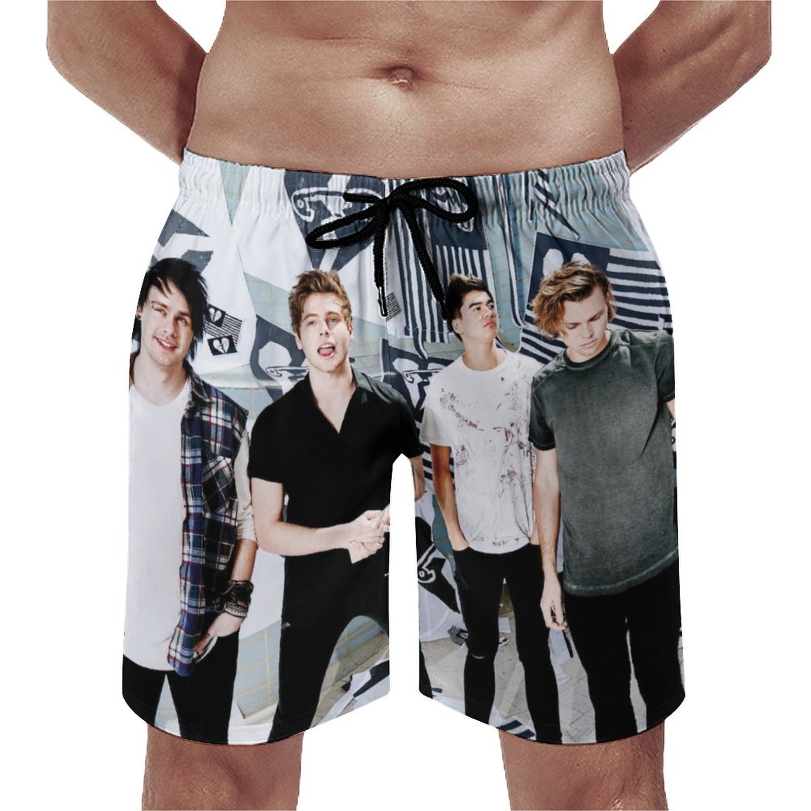 Music 5SOS Band Men's Swim Trunks Quick Dry Beach Board Shorts Summer ...