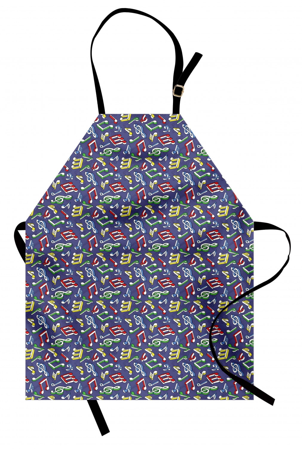 Music Apron Cartoon Style Colorful Pattern with Musical Notes Cheerful ...