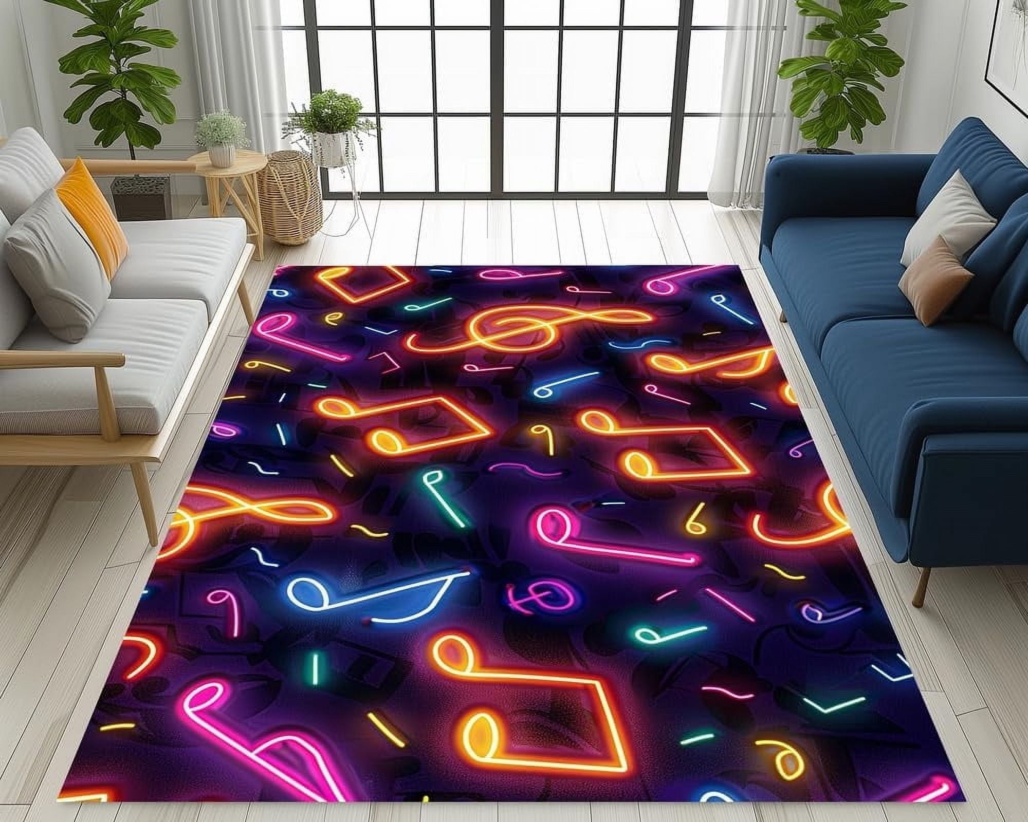 Music Area Rug Wooden Board Graffiti Art Text Print Pattern Carpet ...