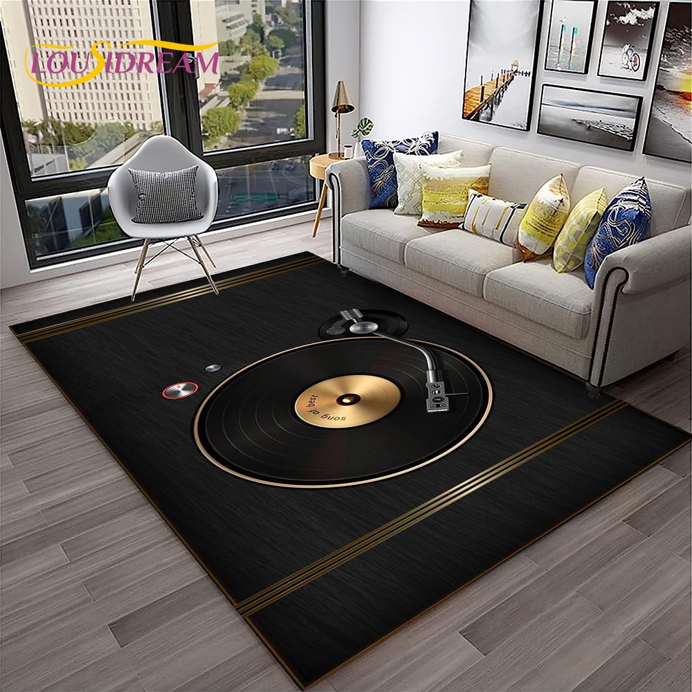 Music Art 3D Vinyl Record Retro Carpet Rug for Home Living Room Bedroom ...