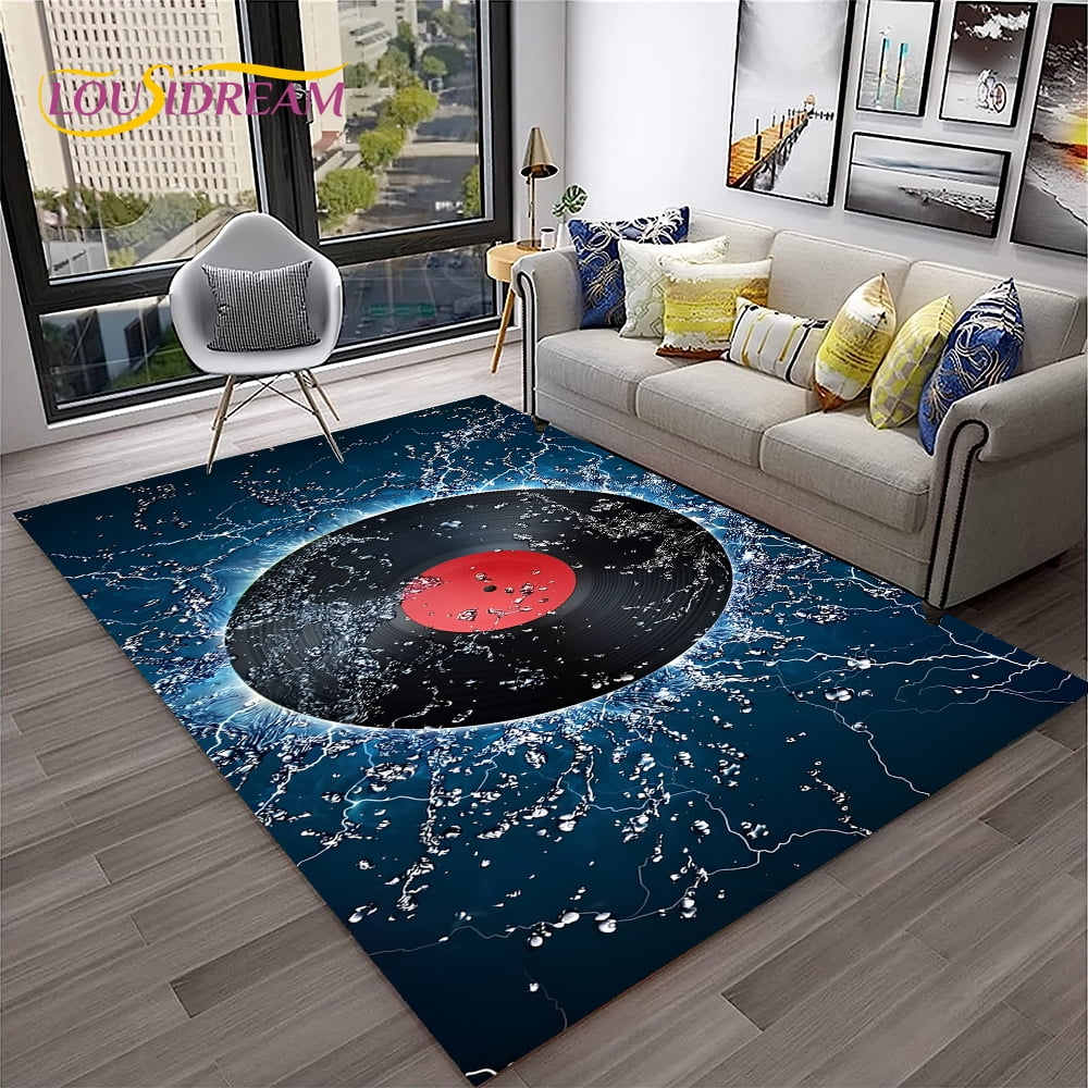 Music Art 3D Vinyl Record Retro Carpet Rug for Home Living Room Bedroom ...
