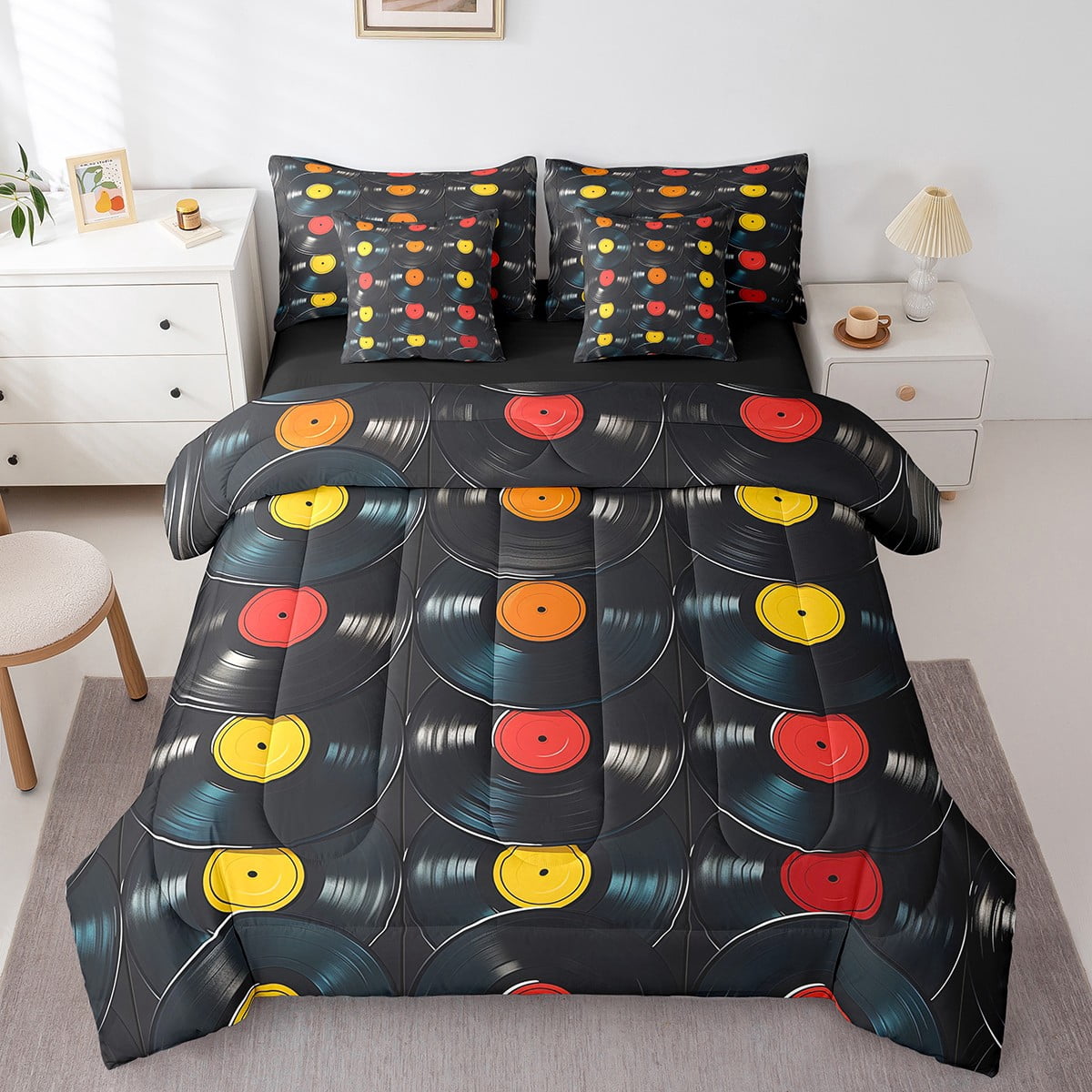 Music Bed In A Bag Black Musical Instrument Full Bedding Set 7 Pieces ...