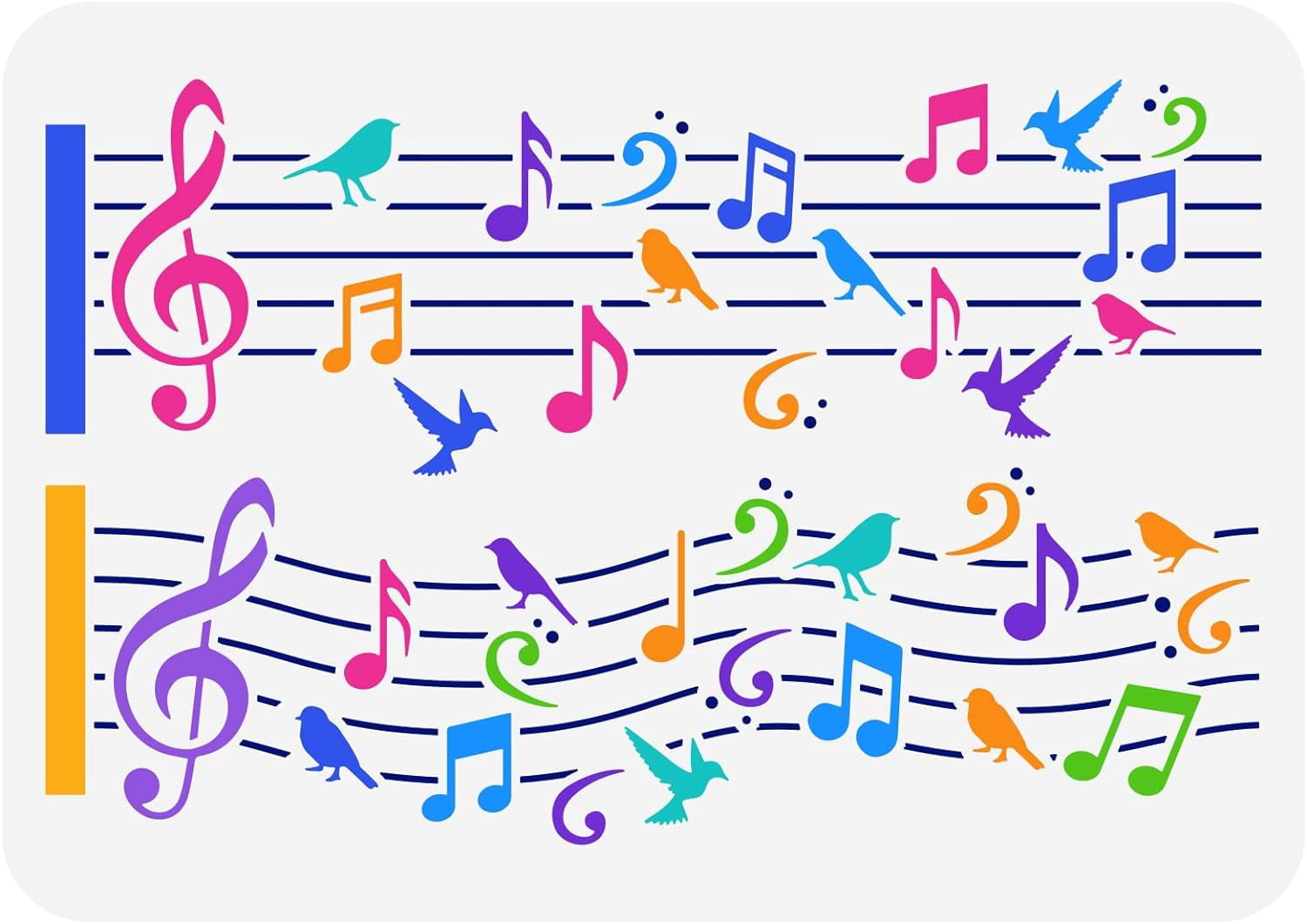 Music and Birds Painting Stencil 11.7x8.3 inch Music Note Pattern ...