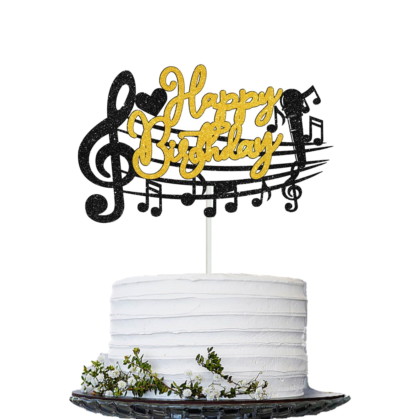 Music Black Happy TWE5 Birthday Cake Topper Music Themed Birthday Party ...