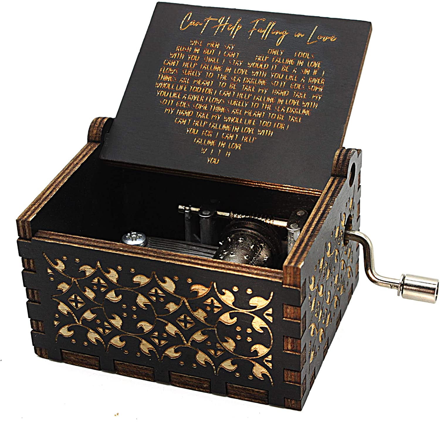 Music Box, Antique Engraved Musical Boxes Case for Love One Wooden ...