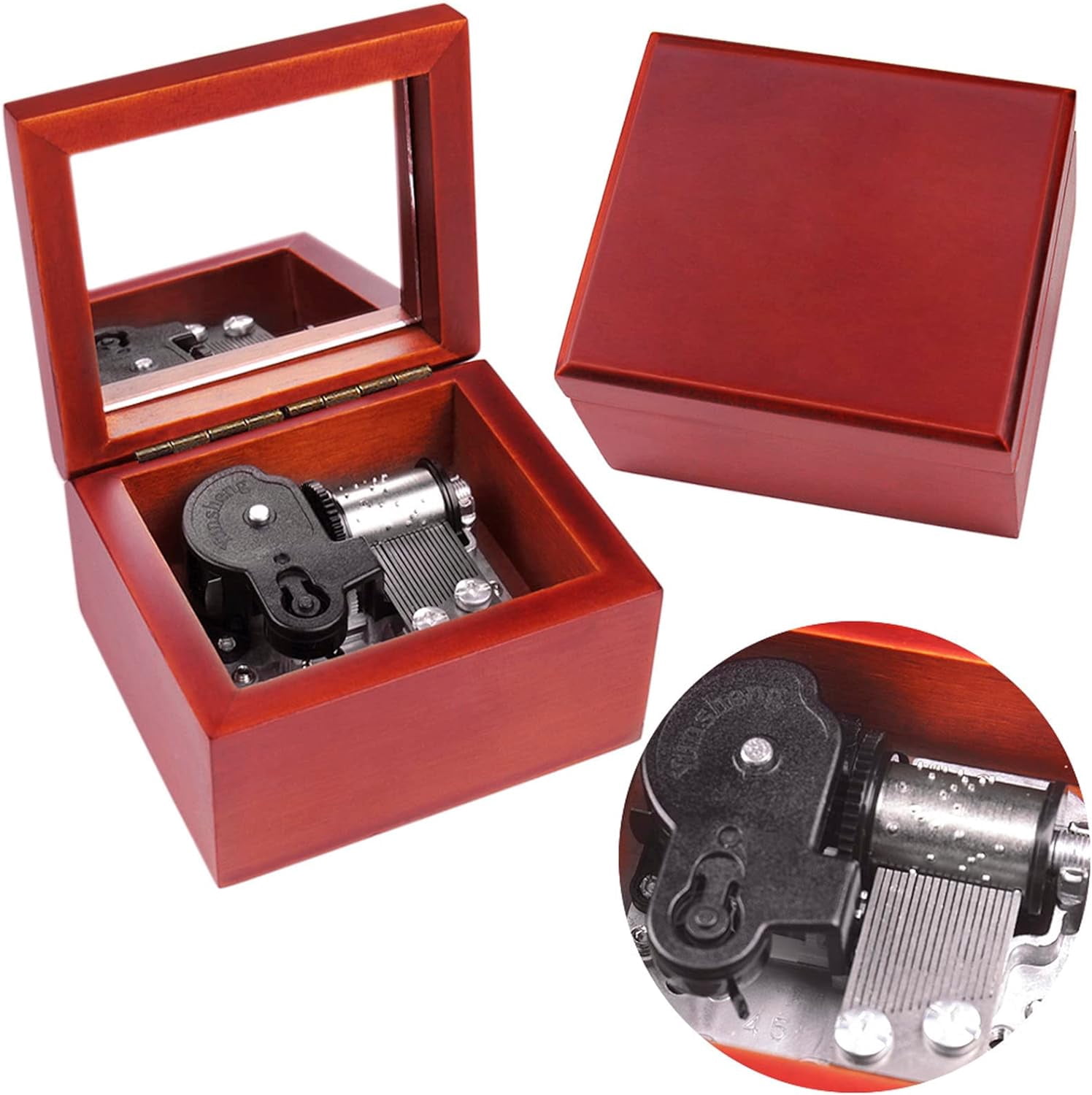 Music Box Carved Wood Wind Up Musical Box for Christmas Gift Birthday ...