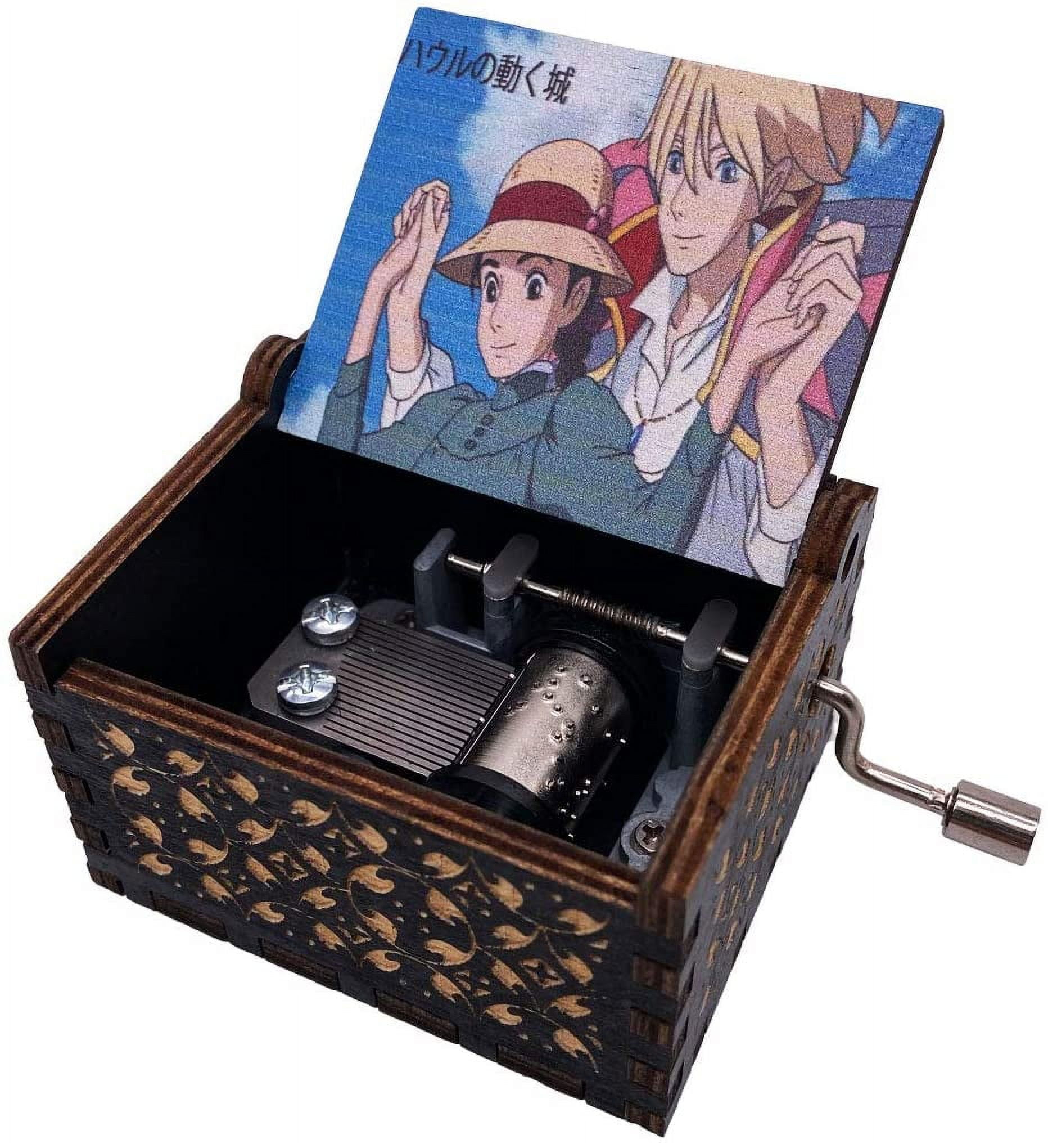 Music Box Howl's Moving Castle Engraved Wood Musical Box Hand Cranked ...