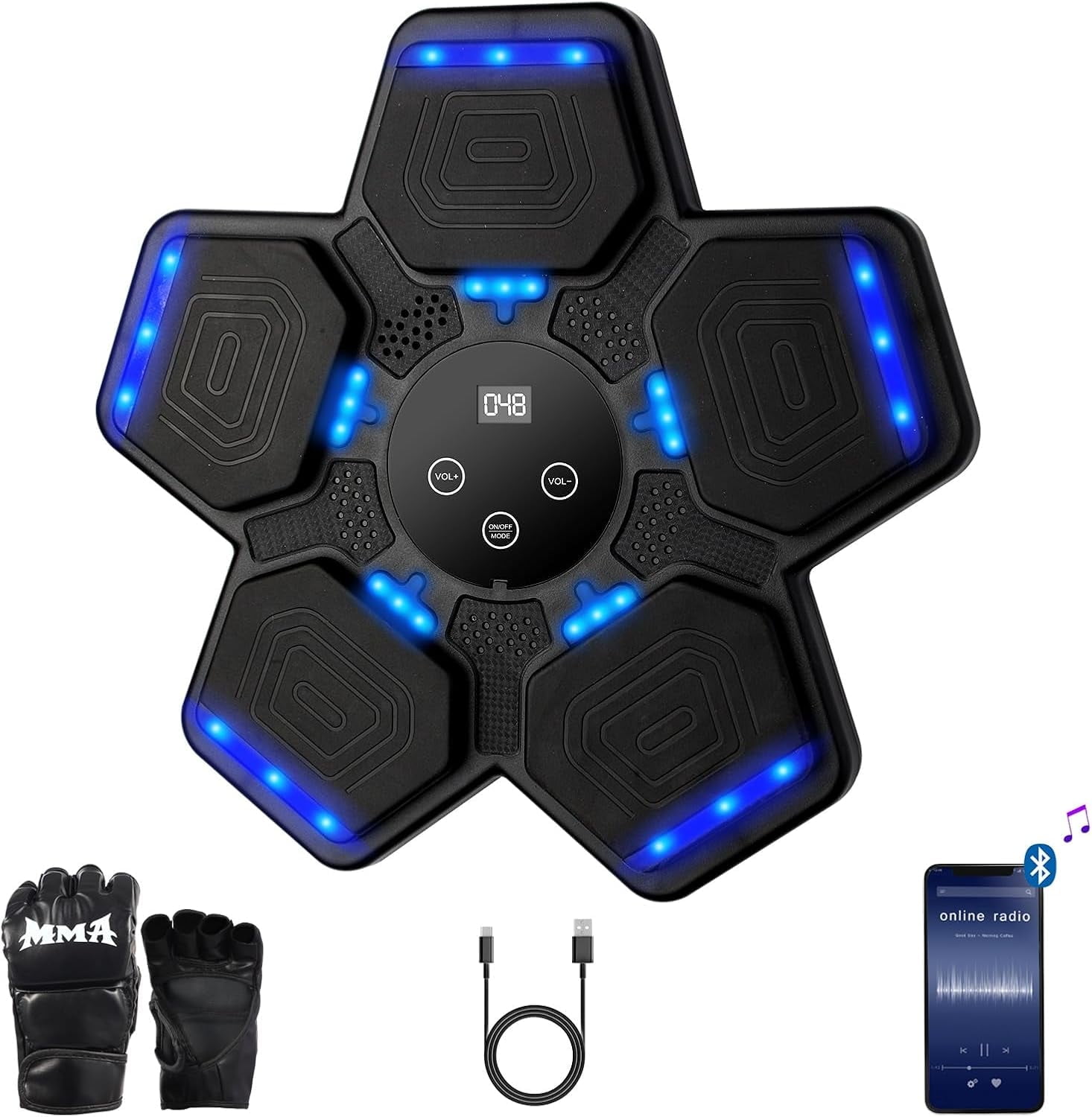 Music Boxing Machine, Bluetooth Music Punching Bag with Boxing Gloves ...