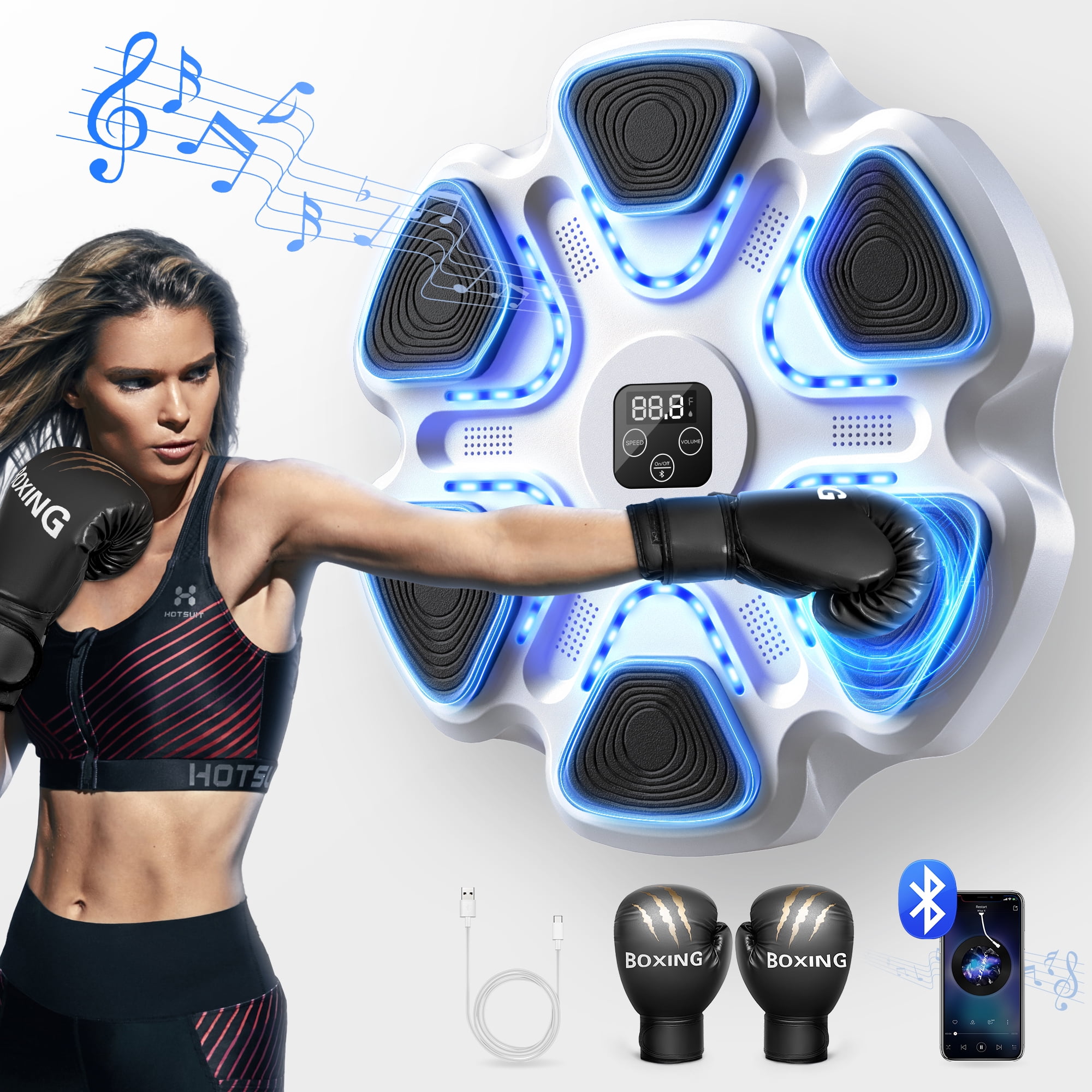 Music Boxing Machine with Boxing Gloves, 9 Speeds & Modes, Wall-Mounted ...