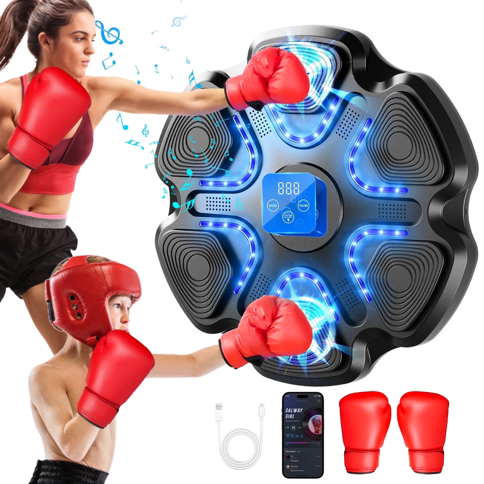 Veubew Music Boxing Machine with Boxing Gloves, Wall Mounted Smart ...