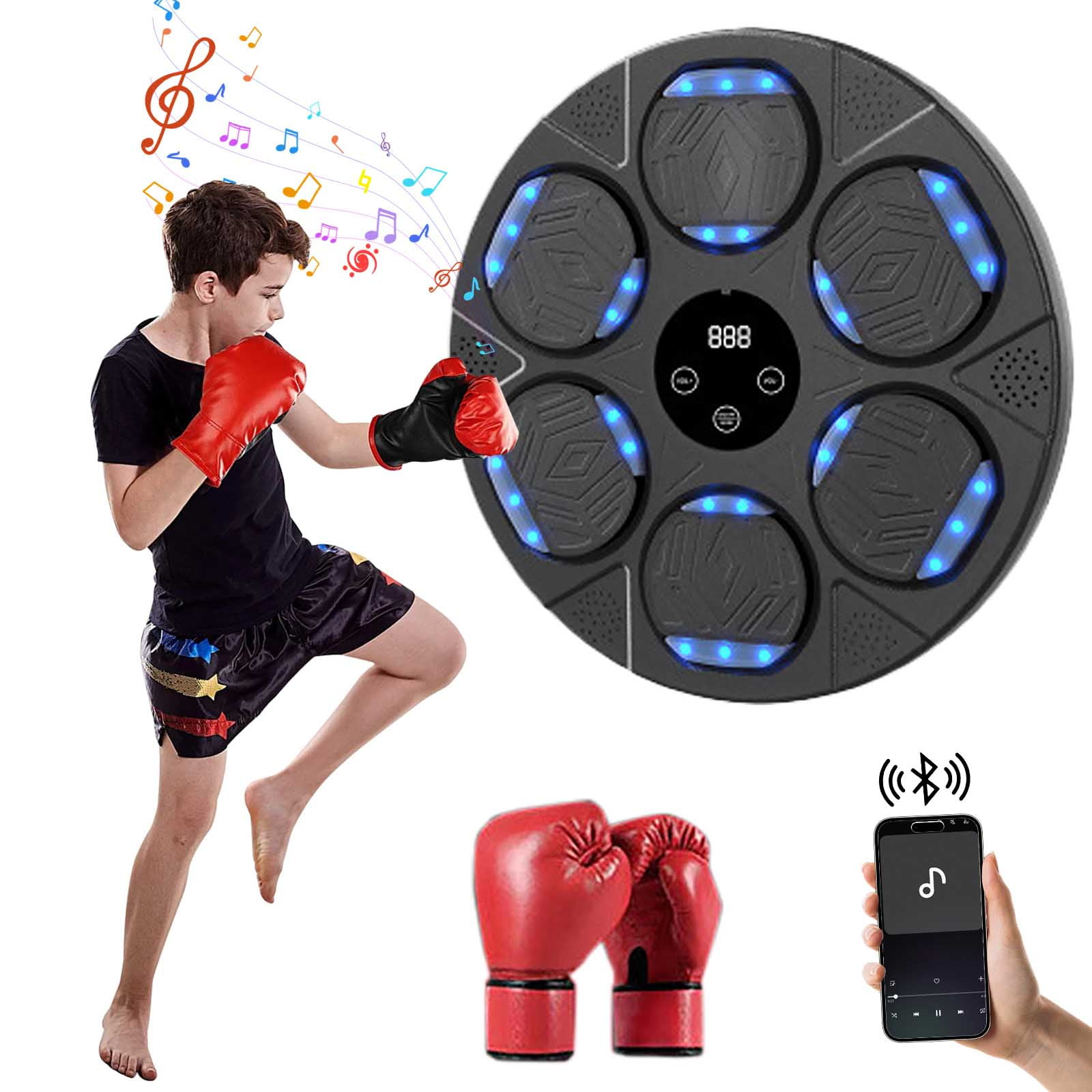 Music Boxing Machine, Smart Boxing Traineing Machine with Boxing Gloves ...