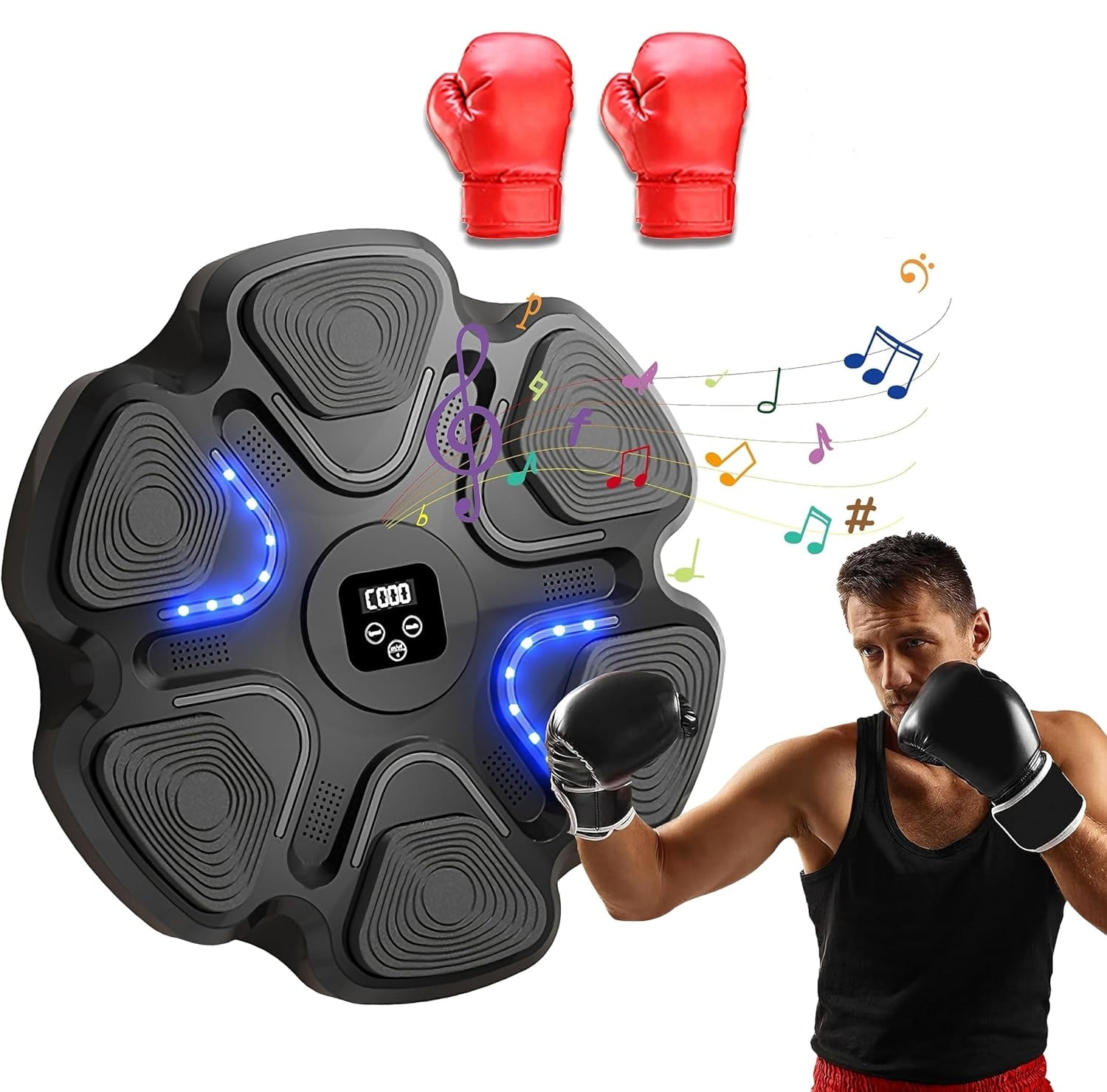 Music Boxing Machine with Gloves for Adults Boxing Machine Wall Mounted ...