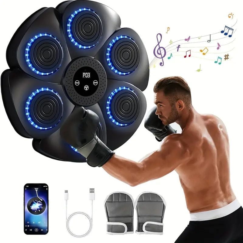 Music Boxing Machine, Interactive Punching Trainer with Boxing Gloves ...