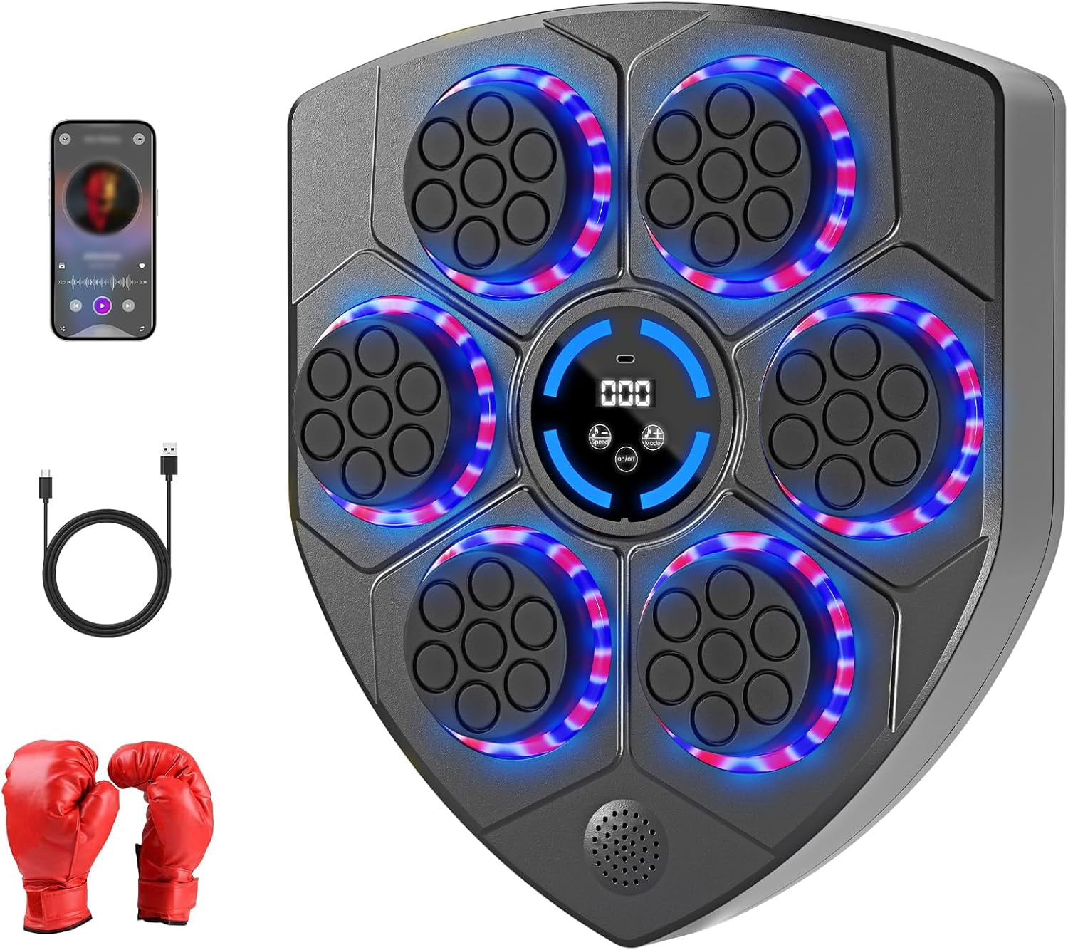 Music Boxing Machine,Interactive Punching Trainer with Gloves, Large ...
