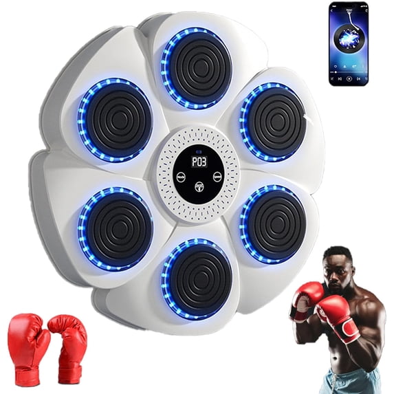 Music Boxing Machine with LED Light Targets, Wall Mounted Punching Pad ...