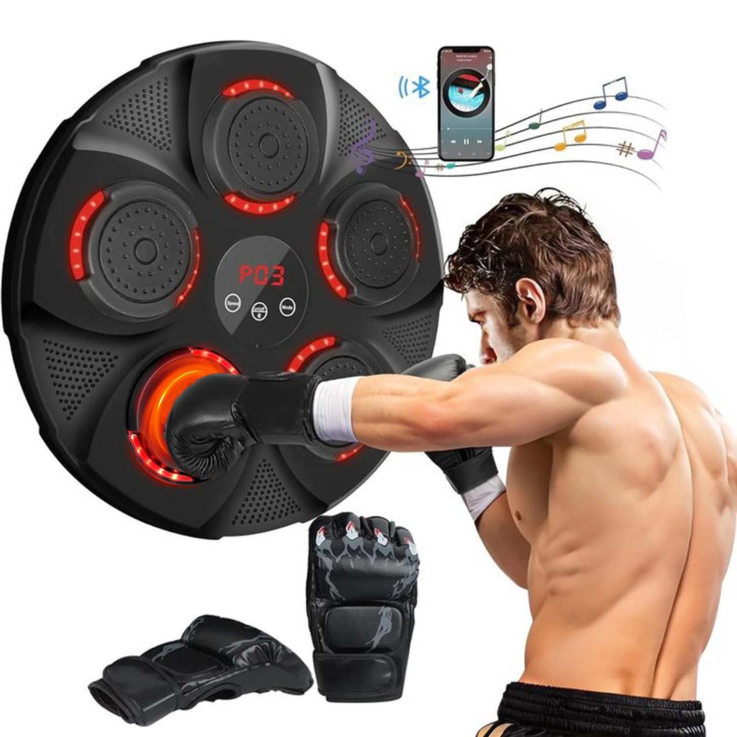 Smart Music Boxing Machine with Rechargeable Gloves, Wall Mount Home ...