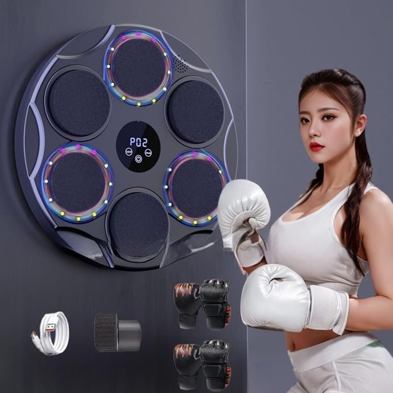 Music Boxing Machine, Smart Bluetooth Boxing Pad Wall Mounted with 2 ...