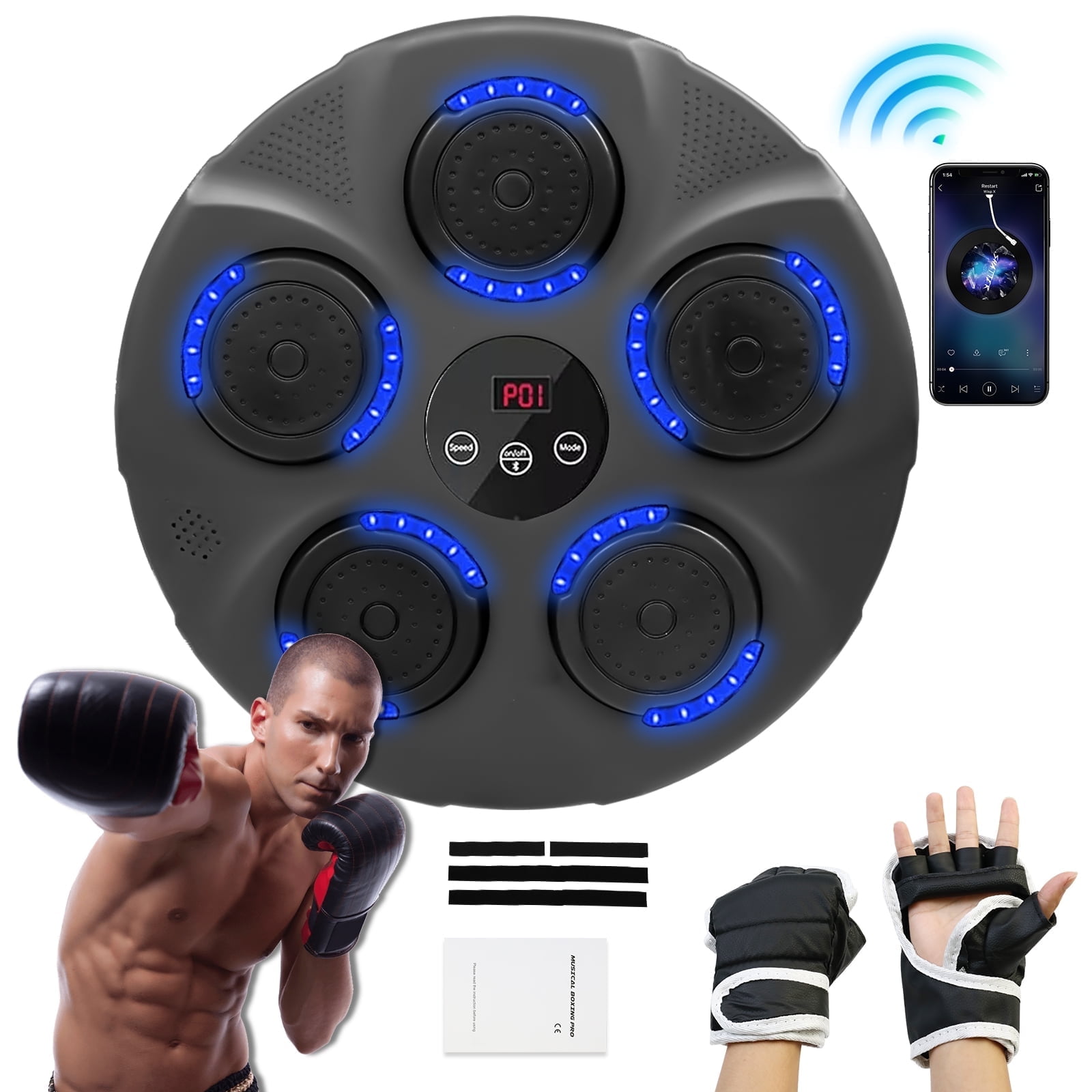 CATGOOD Music Boxing Machine, Bluetooth Boxing Trainer with Gloves ...