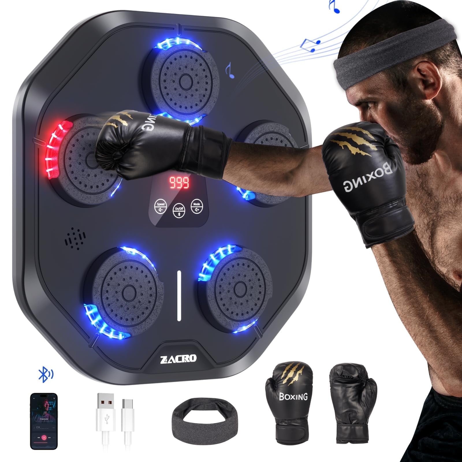 Music Boxing Machine, Lictin Smart Electronic Boxing Target Machine ...