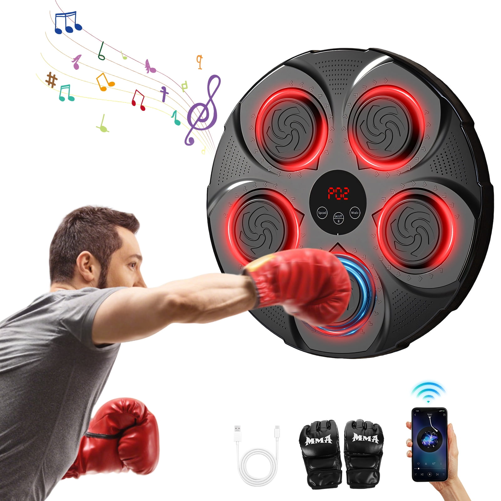 KitGody Music Boxing Machine with Bluetooth & 9 Modes,Wall-Mounted ...