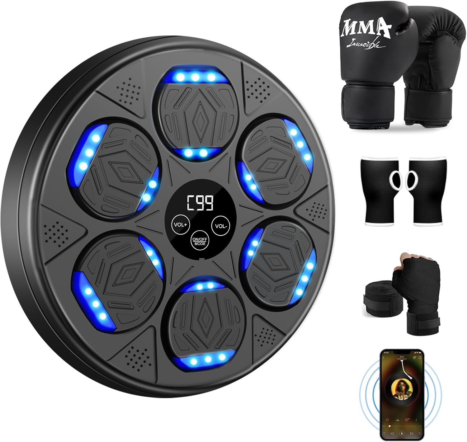 Music Boxing Machine for Adult Kids Wall Mounted Target Workout ...