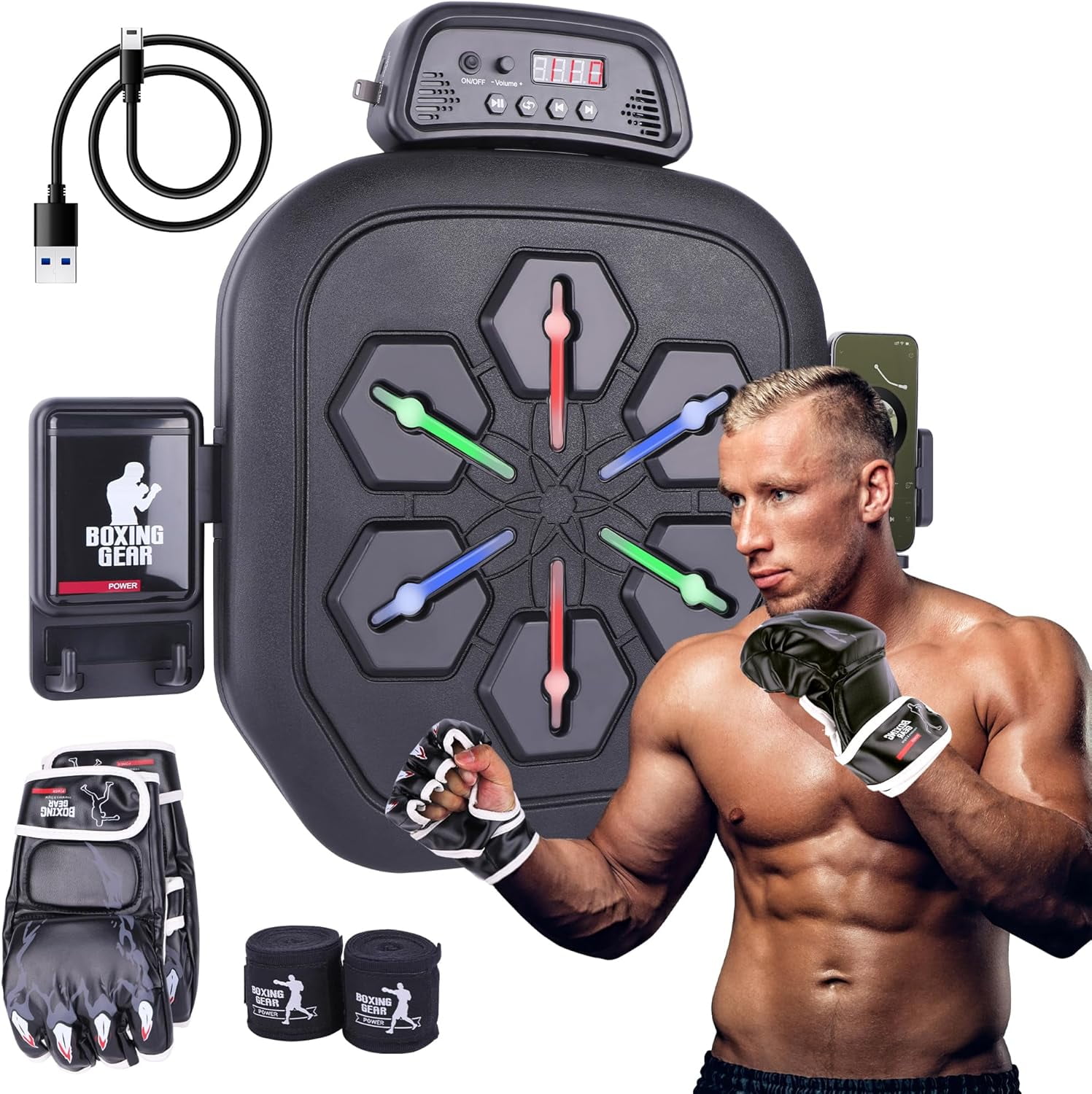 Music Boxing Machine with Gloves, Wall Mounted, Electronic Boxing Board ...