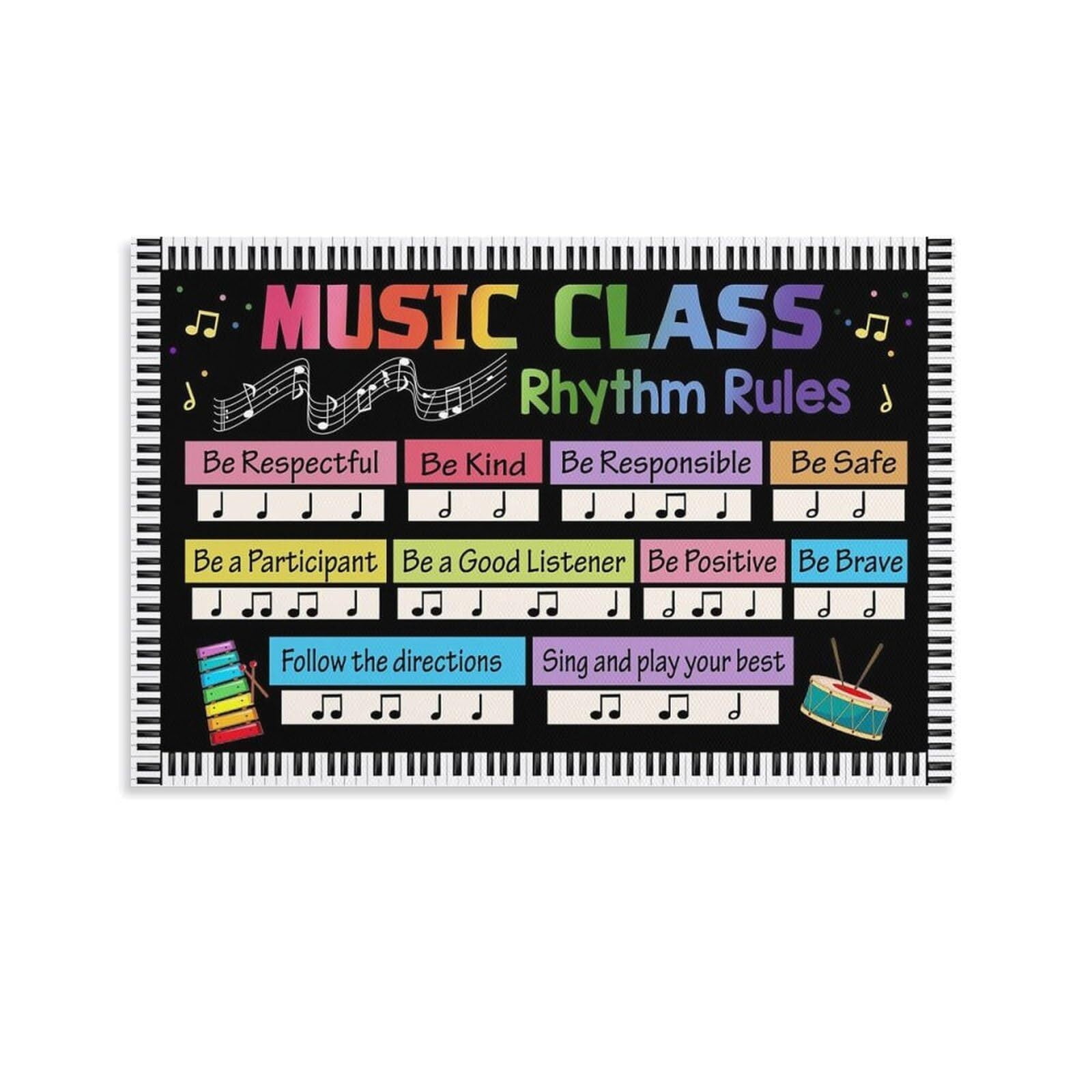 Music Class Rhythm Rules Poster Music Classroom Horizontal Poster For ...